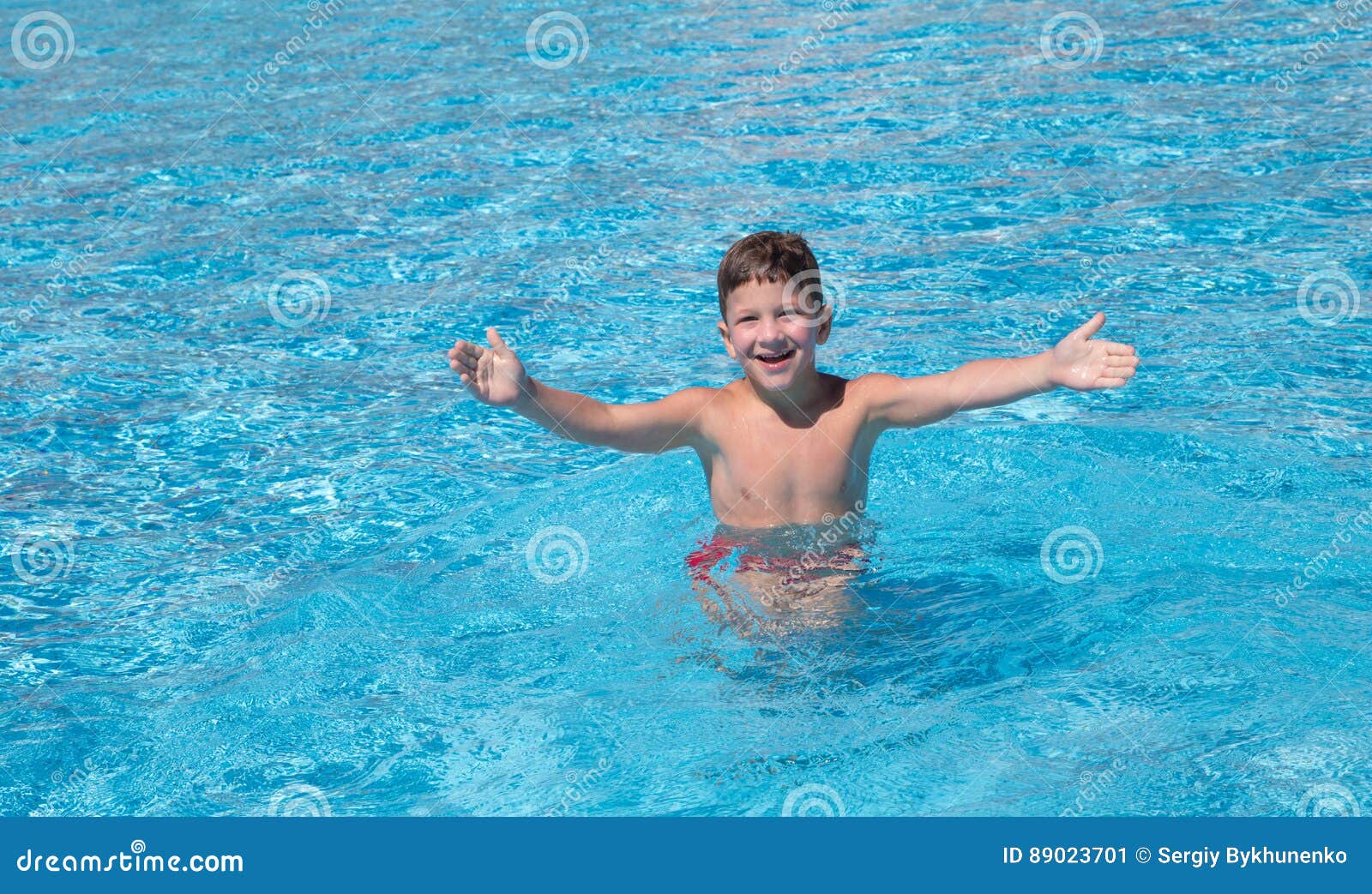 Little Boy Catching the Ball in the Pool Stock Image - Image of jumping ...