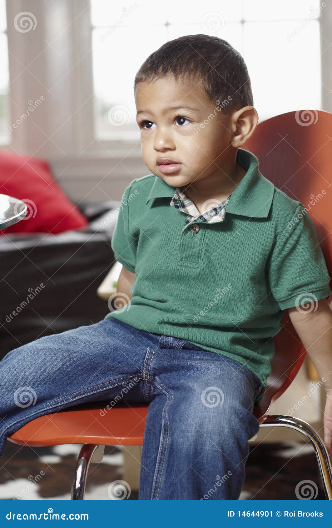 Little boy on a chair stock image. Image of shirt, pants - 14644901