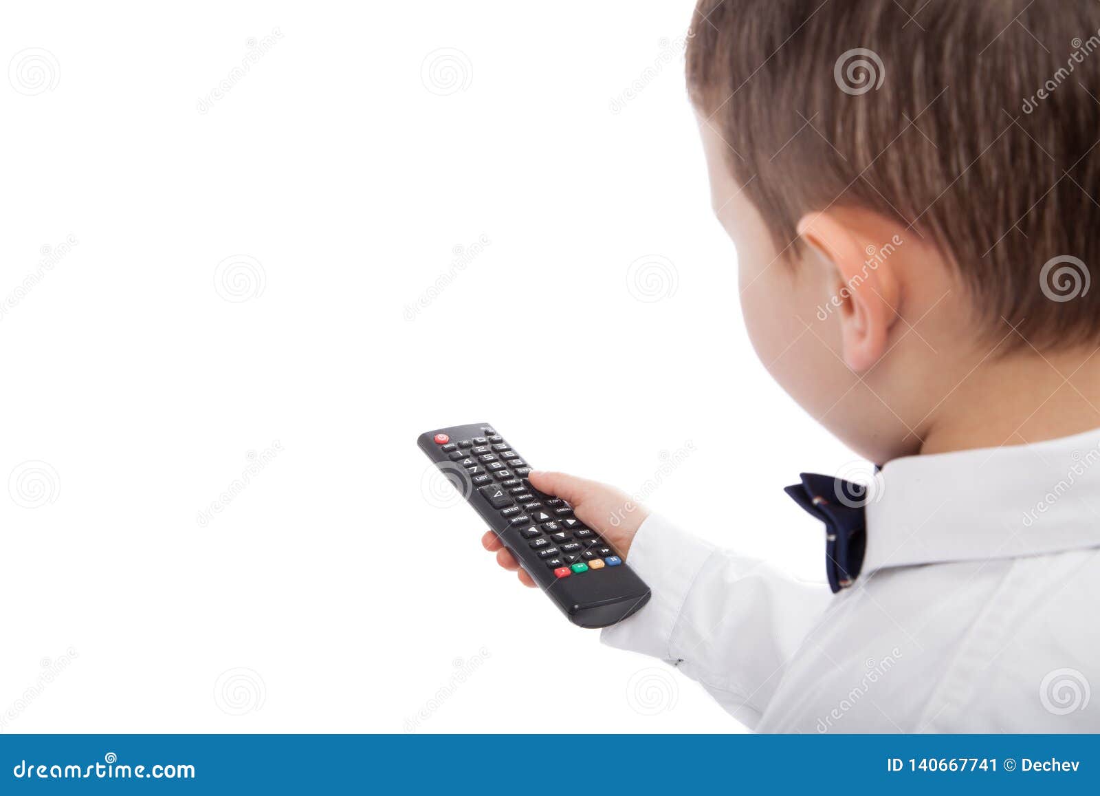 Little Boy Changing Channels on TV Using Remote Control, Isolated on ... Little Boy Changing Channels on TV Using Remote Control, Isolated on ...