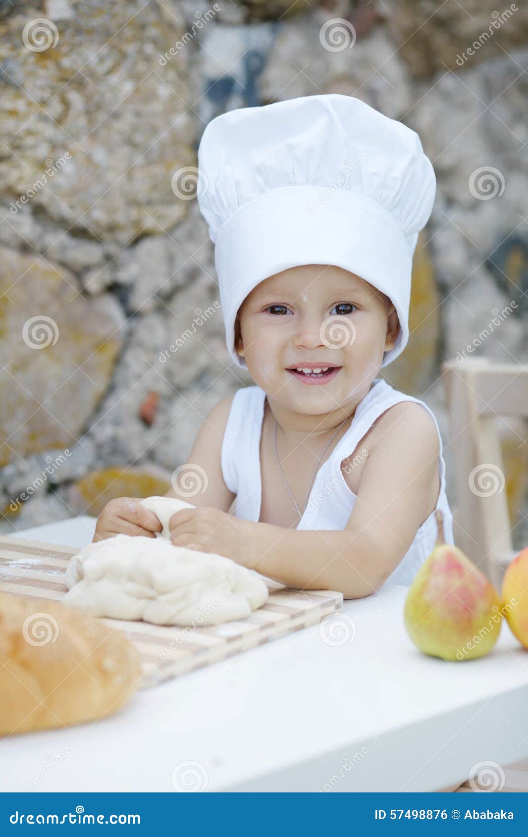 Little Boy with Chef Hat Cooking Stock Photo - Image of knead, happy ...