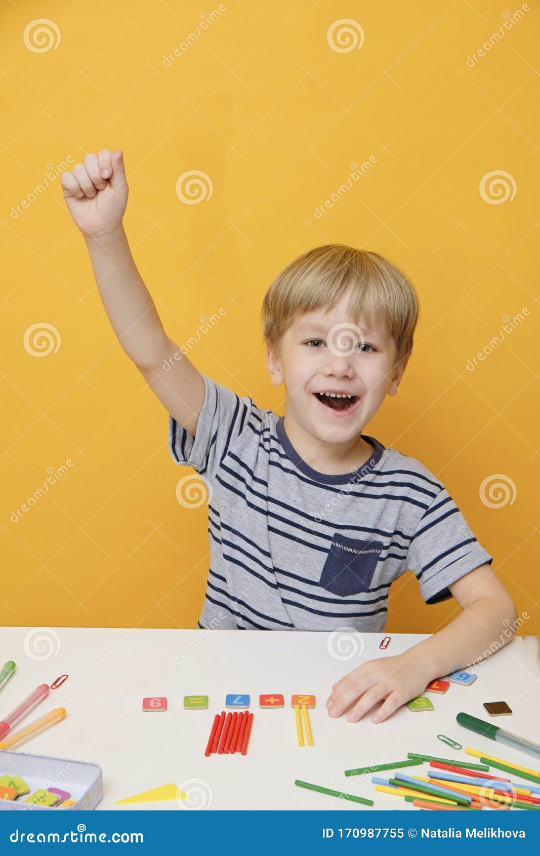 Little Boy Child Preparing for Elementary School Doing Simple Math ... Little Boy Child Preparing for Elementary School Doing Simple Math ...
