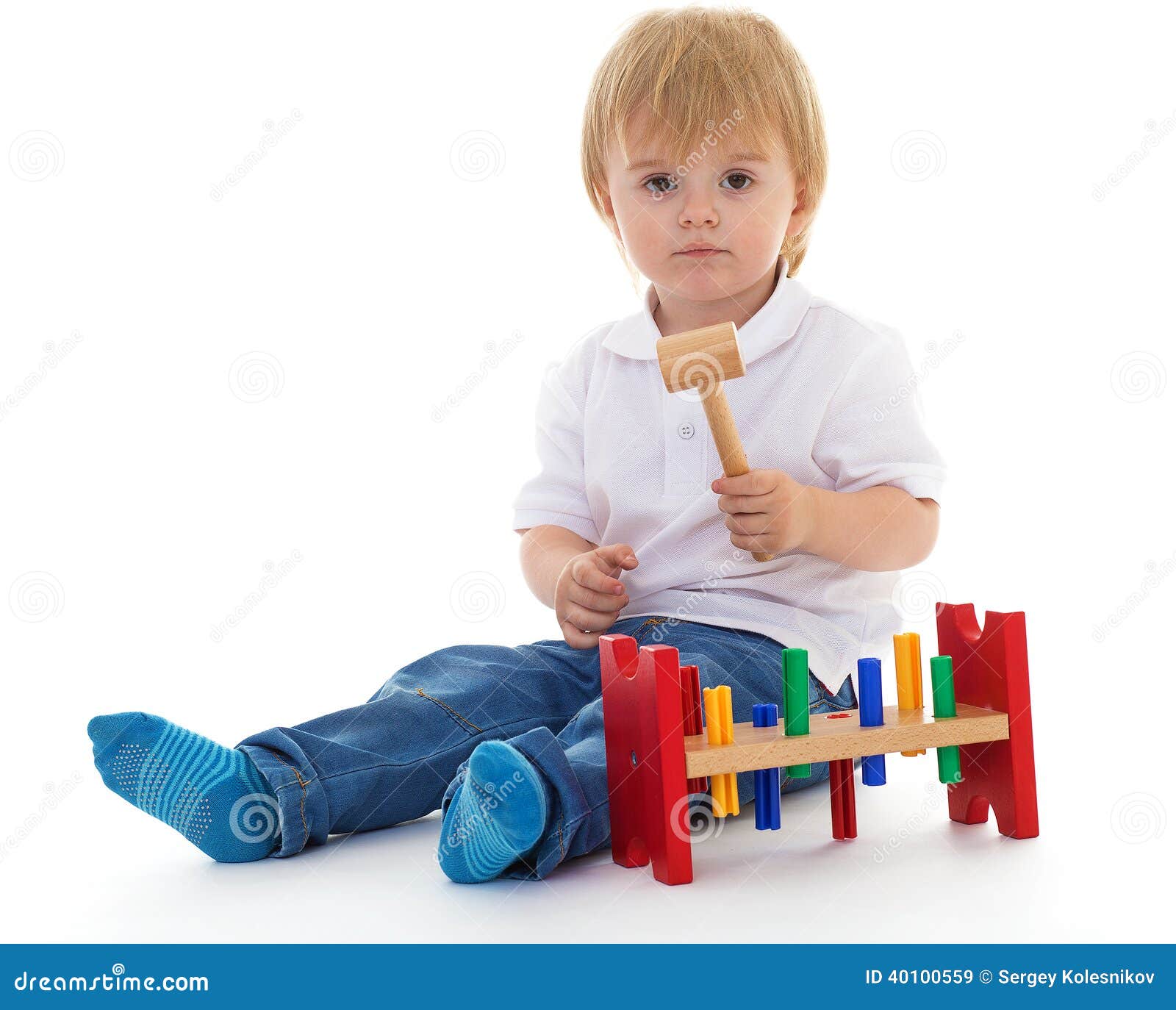 Little Boy In The Classroom At Montessori Environment. Stock Image ...