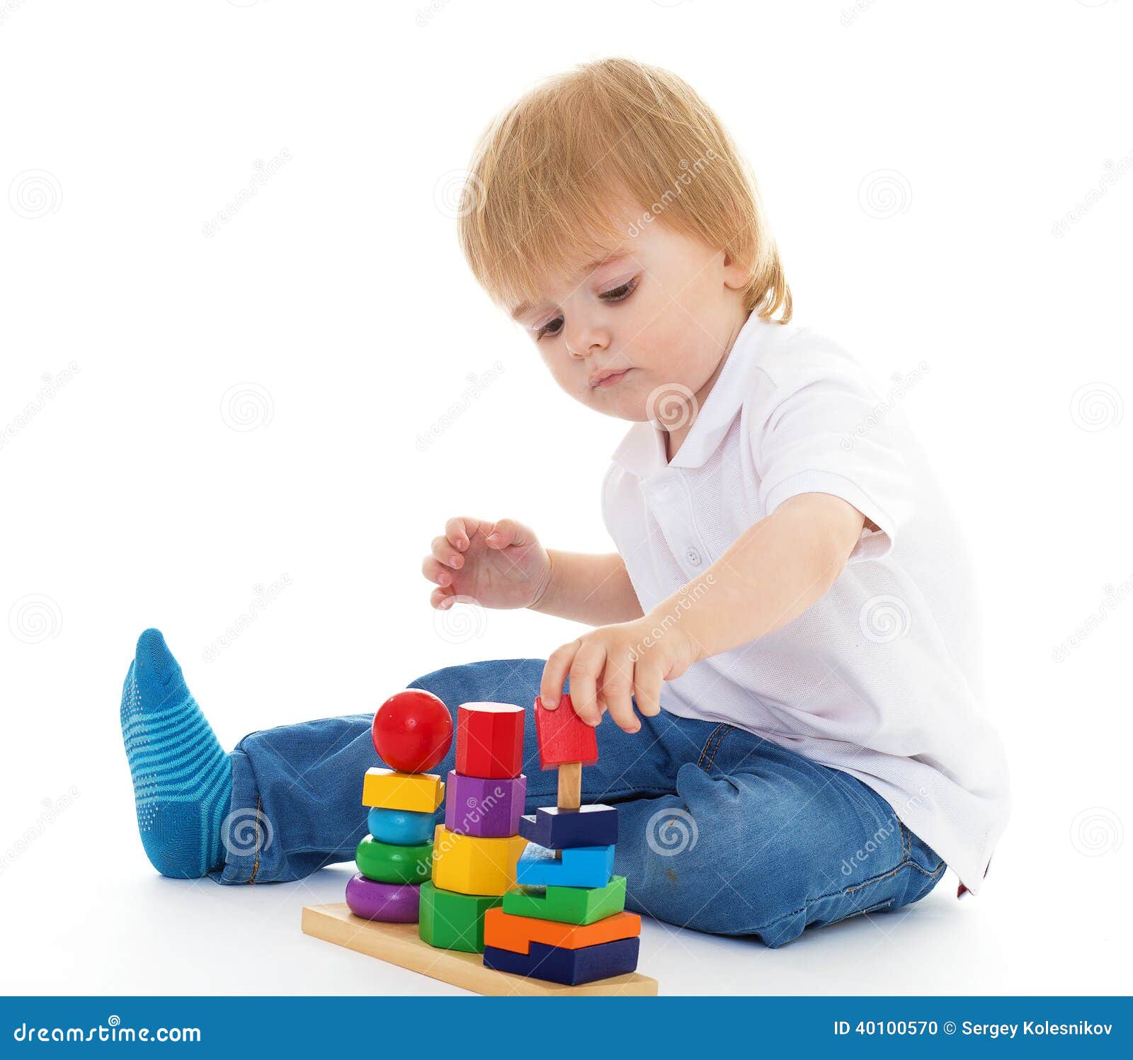 Little Boy in the Classroom at Montessori Environment. Stock Photo ...