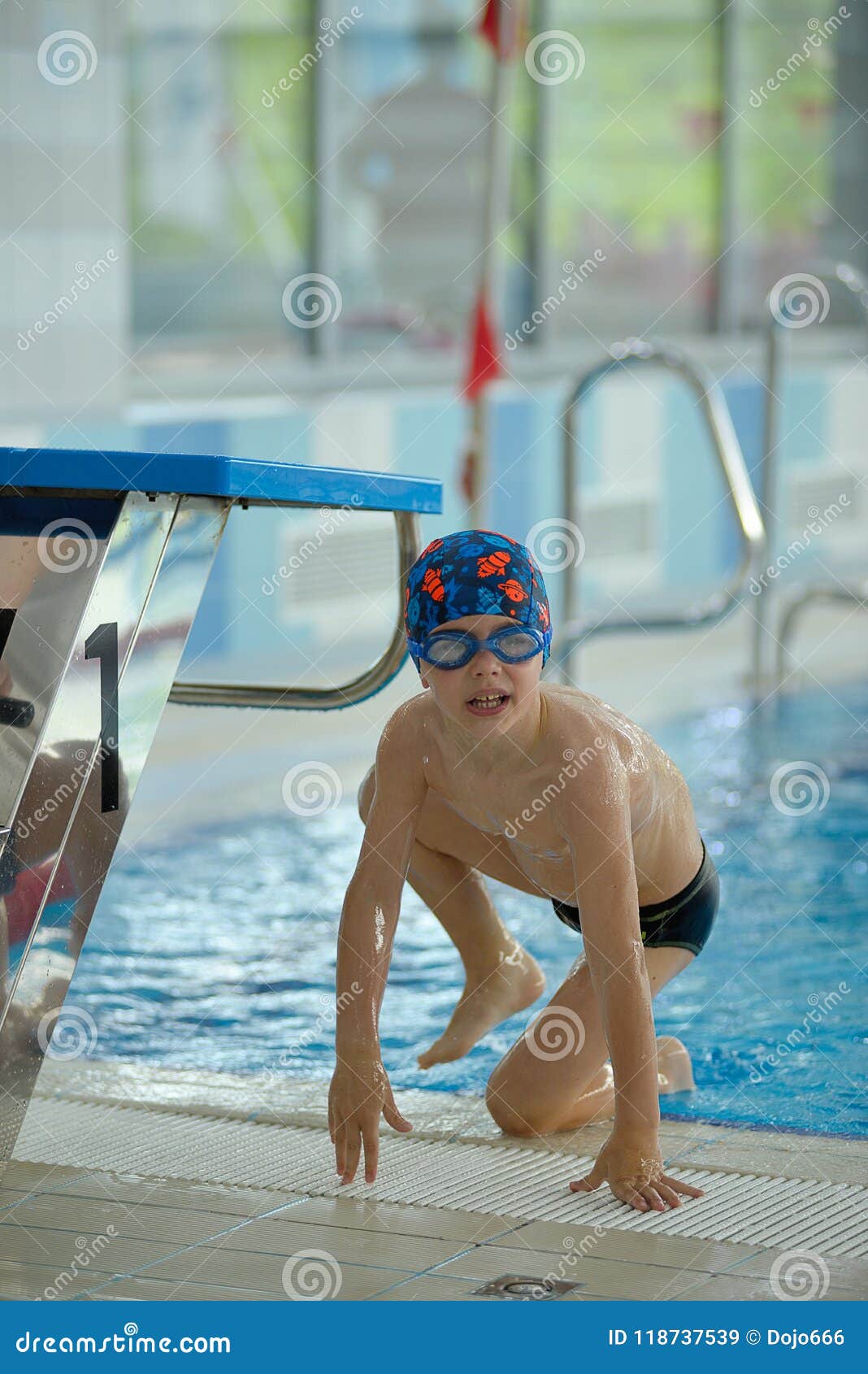Little Boy Climbs Out of the Pool Stock Image - Image of athlete ...