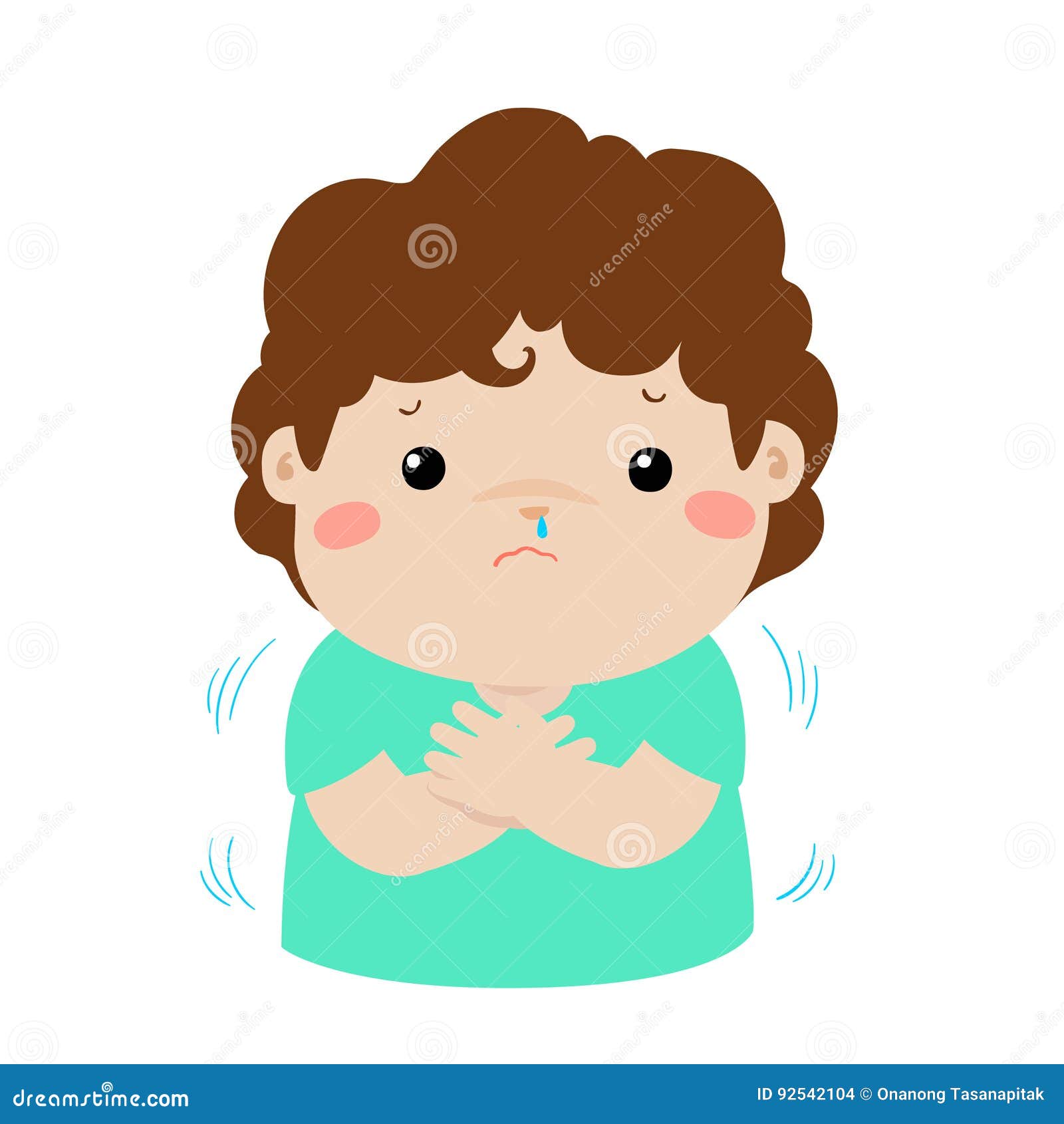 Little Boy with a Cold Shivering Cartoon . Stock Vector - Illustration ...