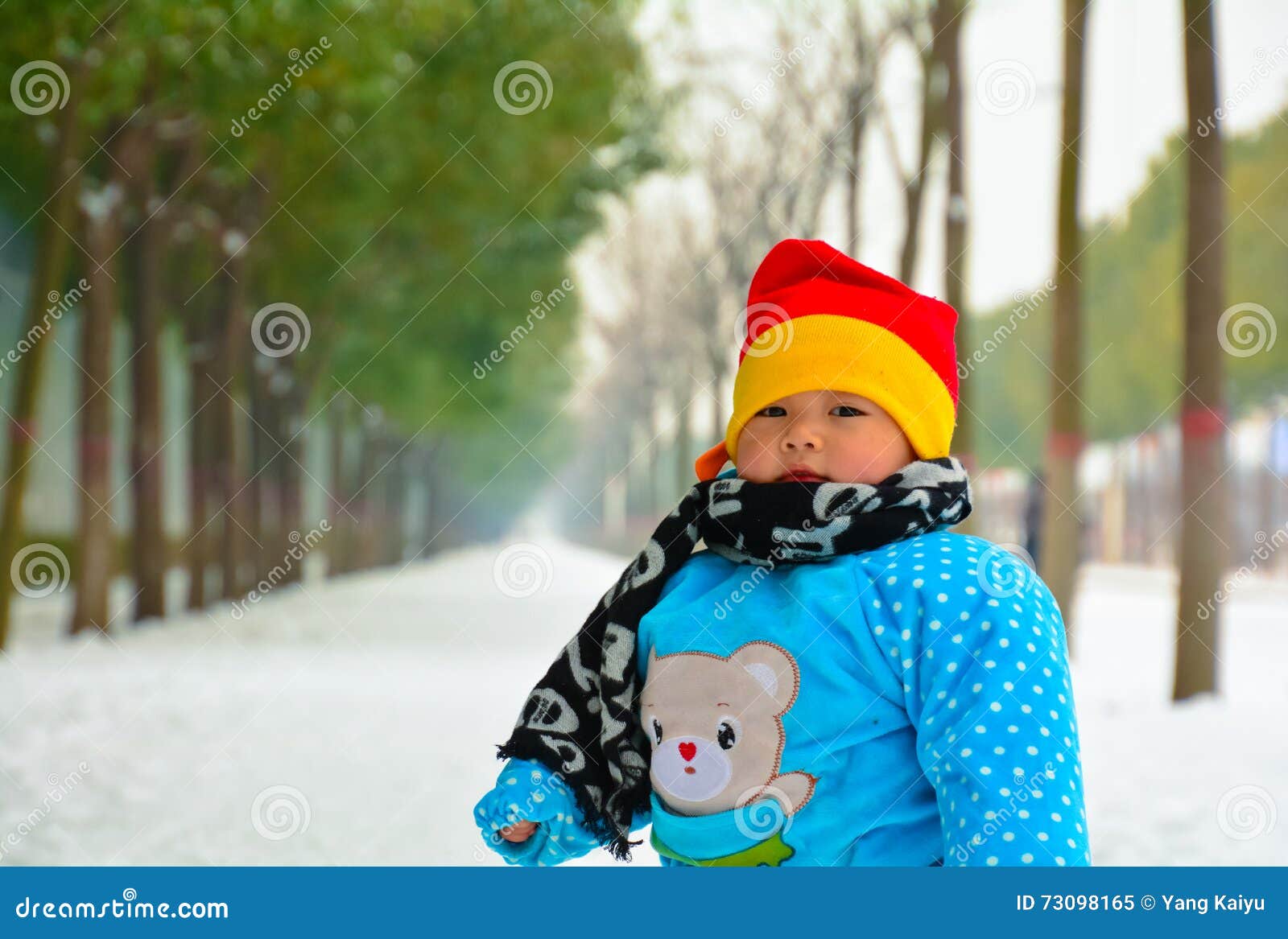The Little Boy in the Cold Snow Stock Image - Image of walk, happy ...