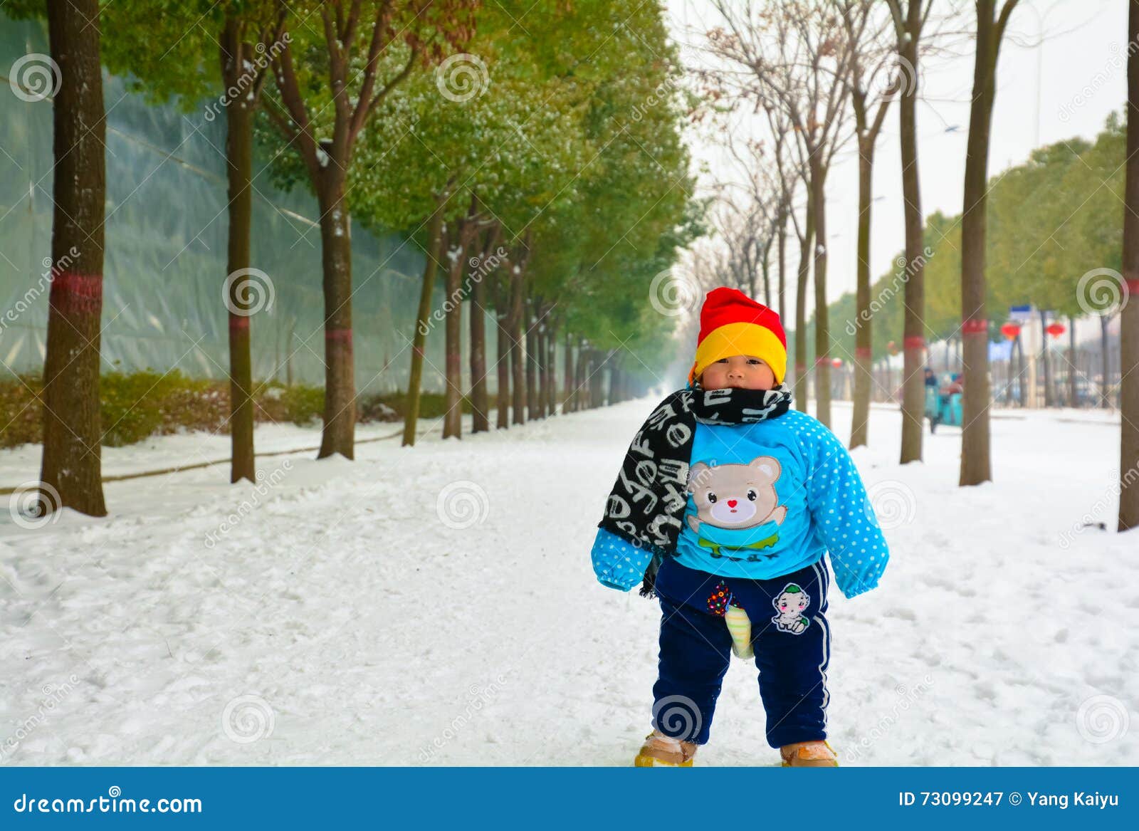 The Little Boy in the Cold Snow Stock Image - Image of little, freeze ...