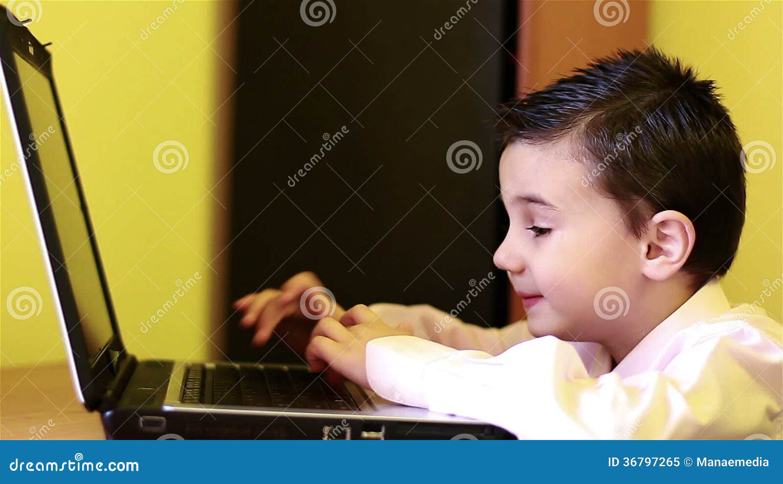 Little boy at the computer stock footage. Video of development - 36797265