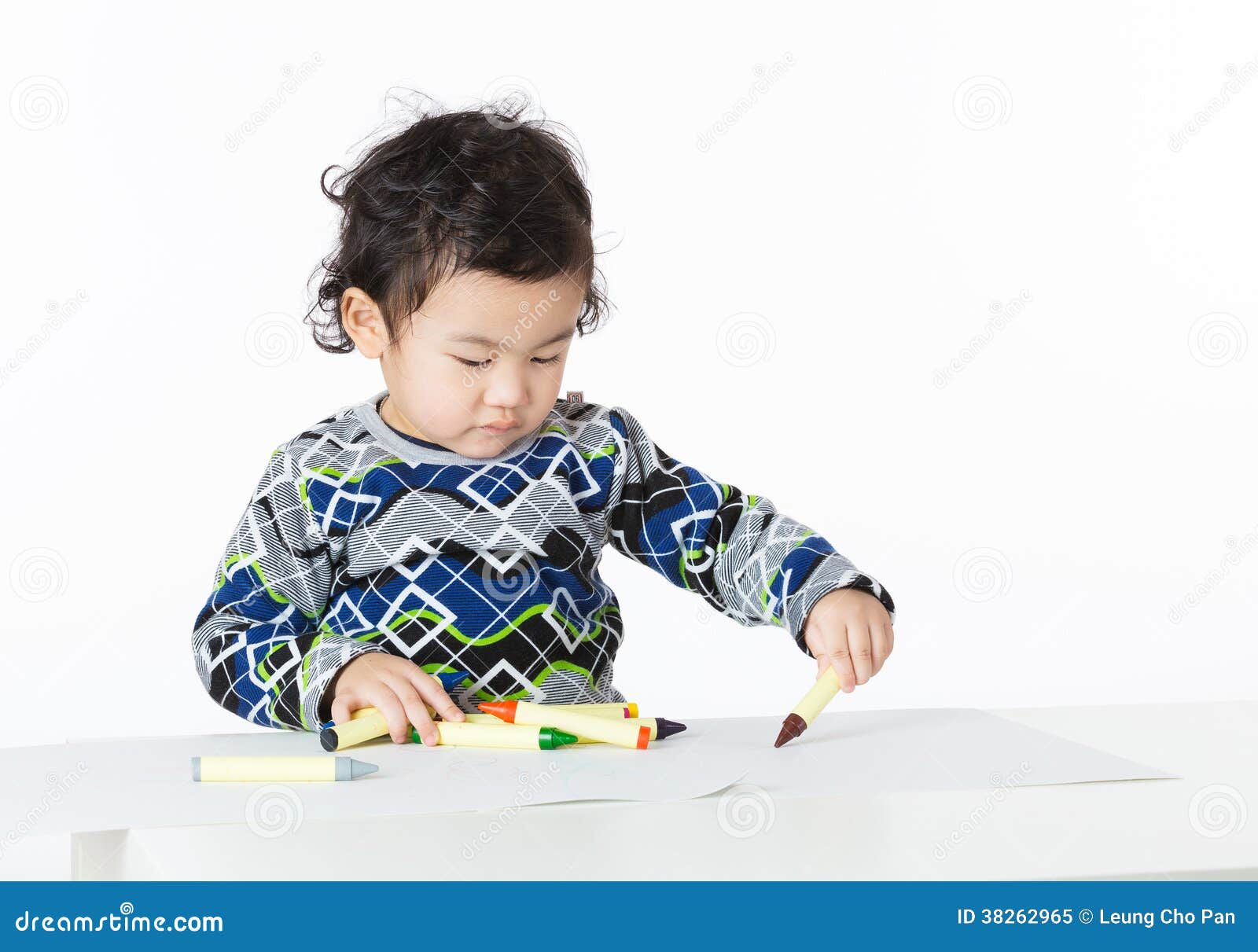 Little Boy Concentrate on Drawing Stock Image - Image of child, enjoy ...