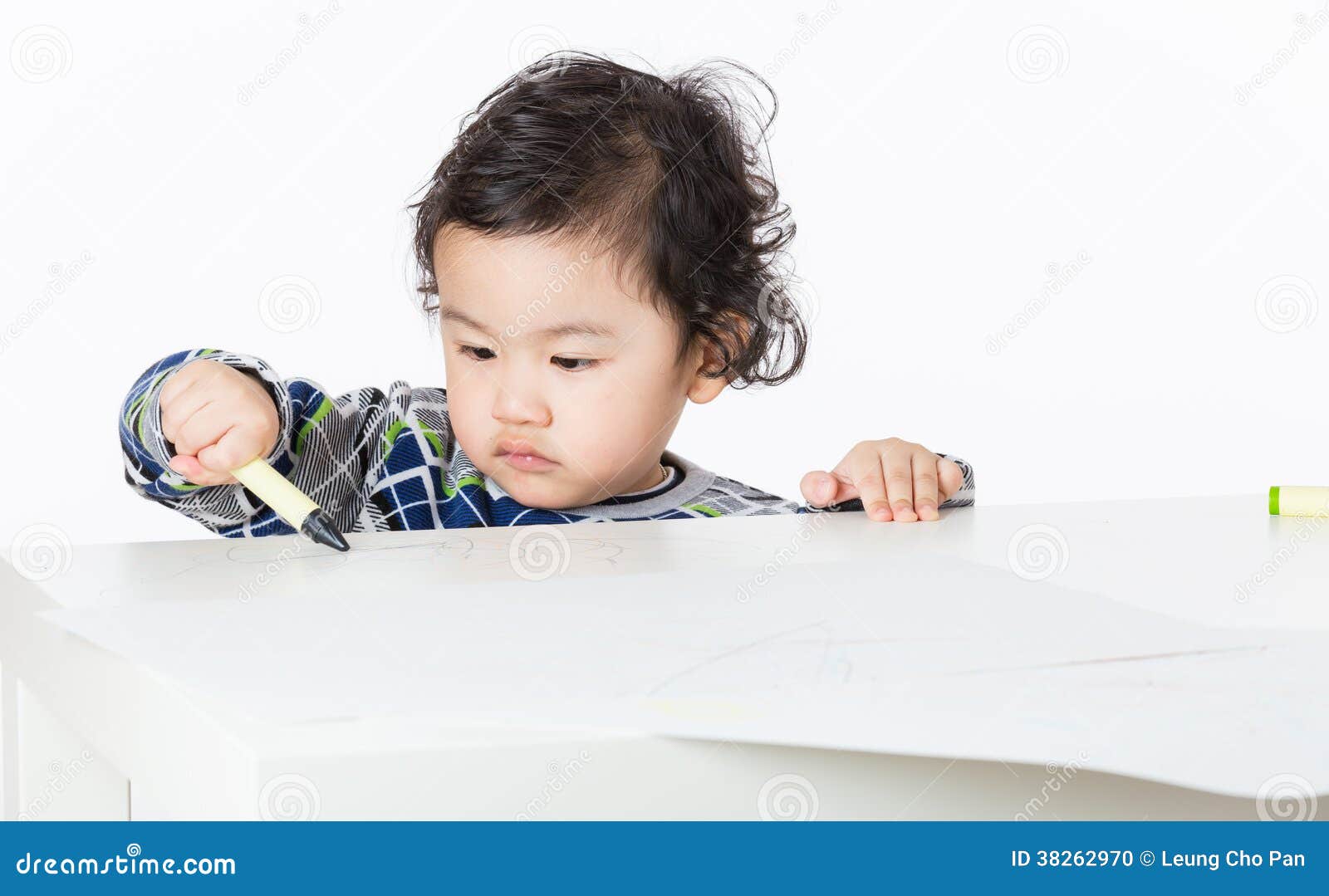 Little Boy Concentrate on Drawing Stock Photo - Image of diligent ...