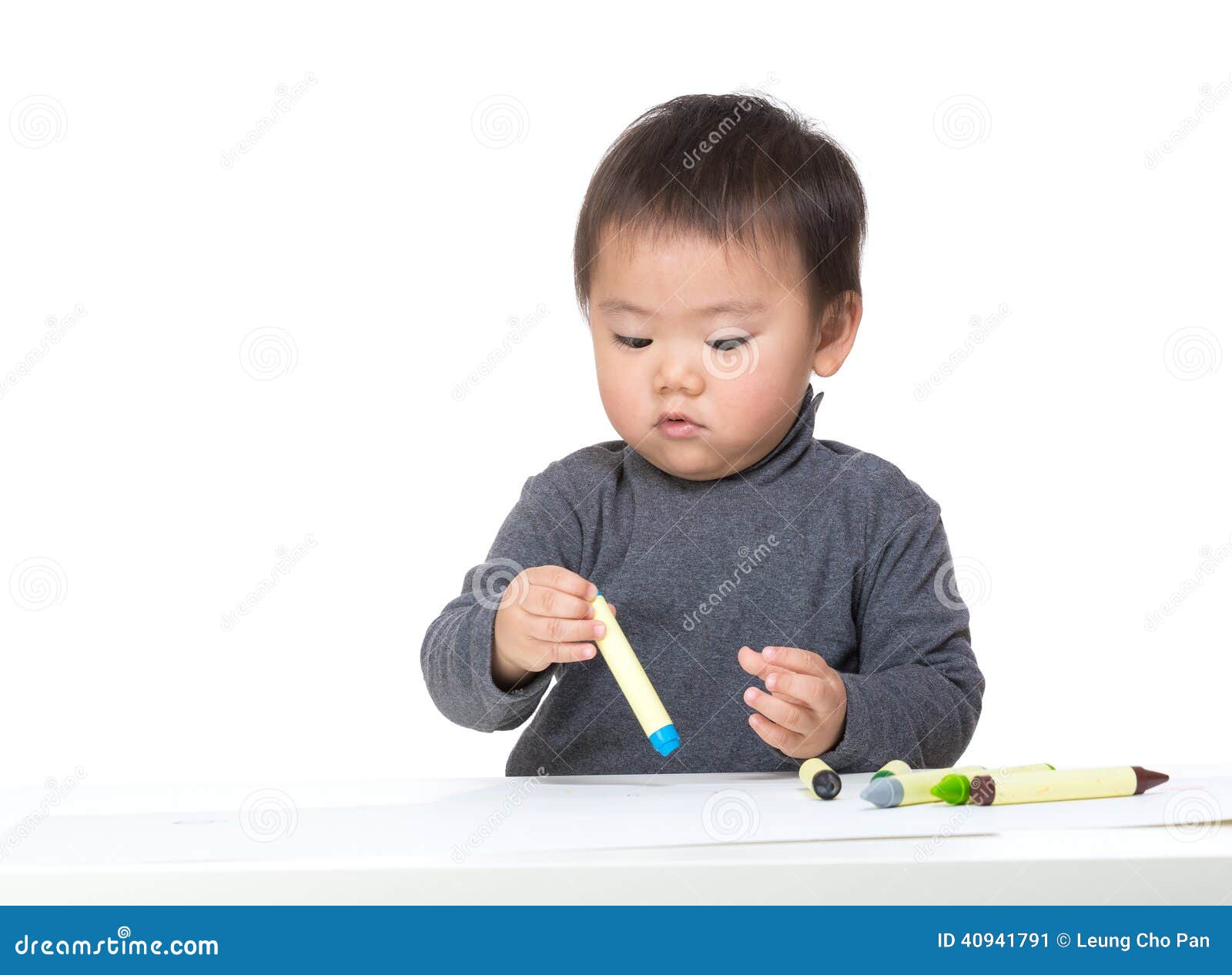 Little Boy Concentrate on Drawing Stock Image - Image of education ...