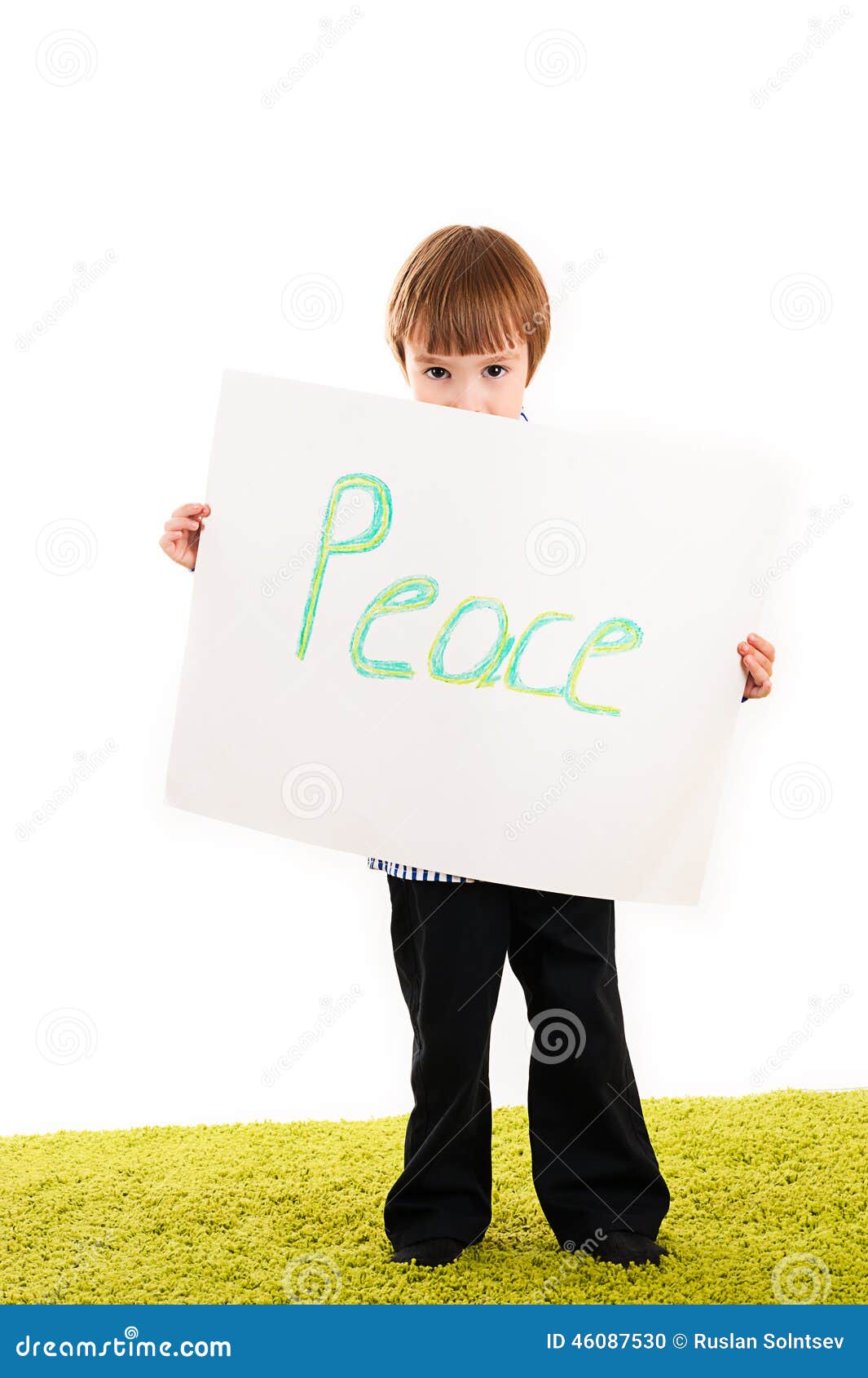 Little boy stock photo. Image of green, full, hands, peace - 46087530