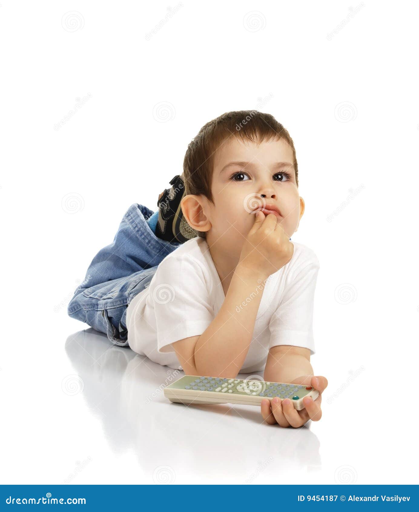 The Little Boy with the Control Panel from the TV Stock Image - Image ...