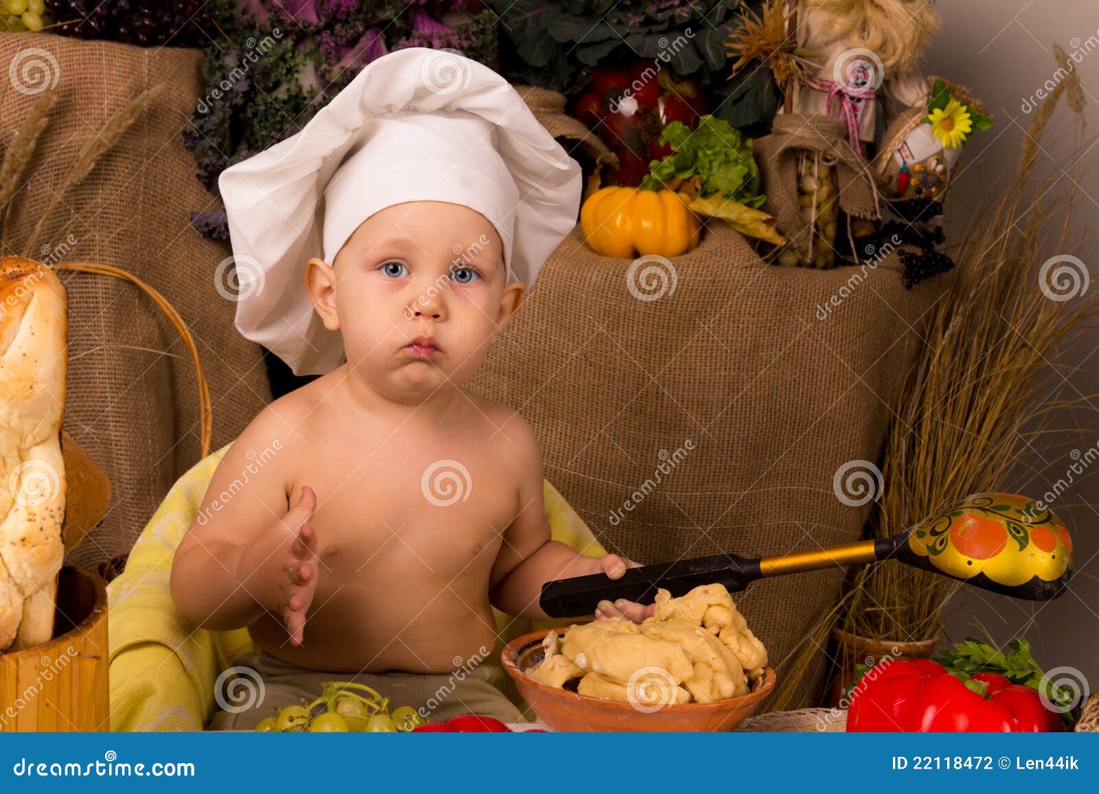 Little Boy in the Cook Costume Stock Photo - Image of playful, face ...
