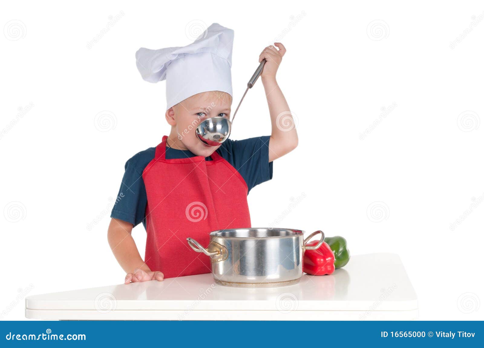 Little boy cooking stock photo. Image of blond, green - 16565000