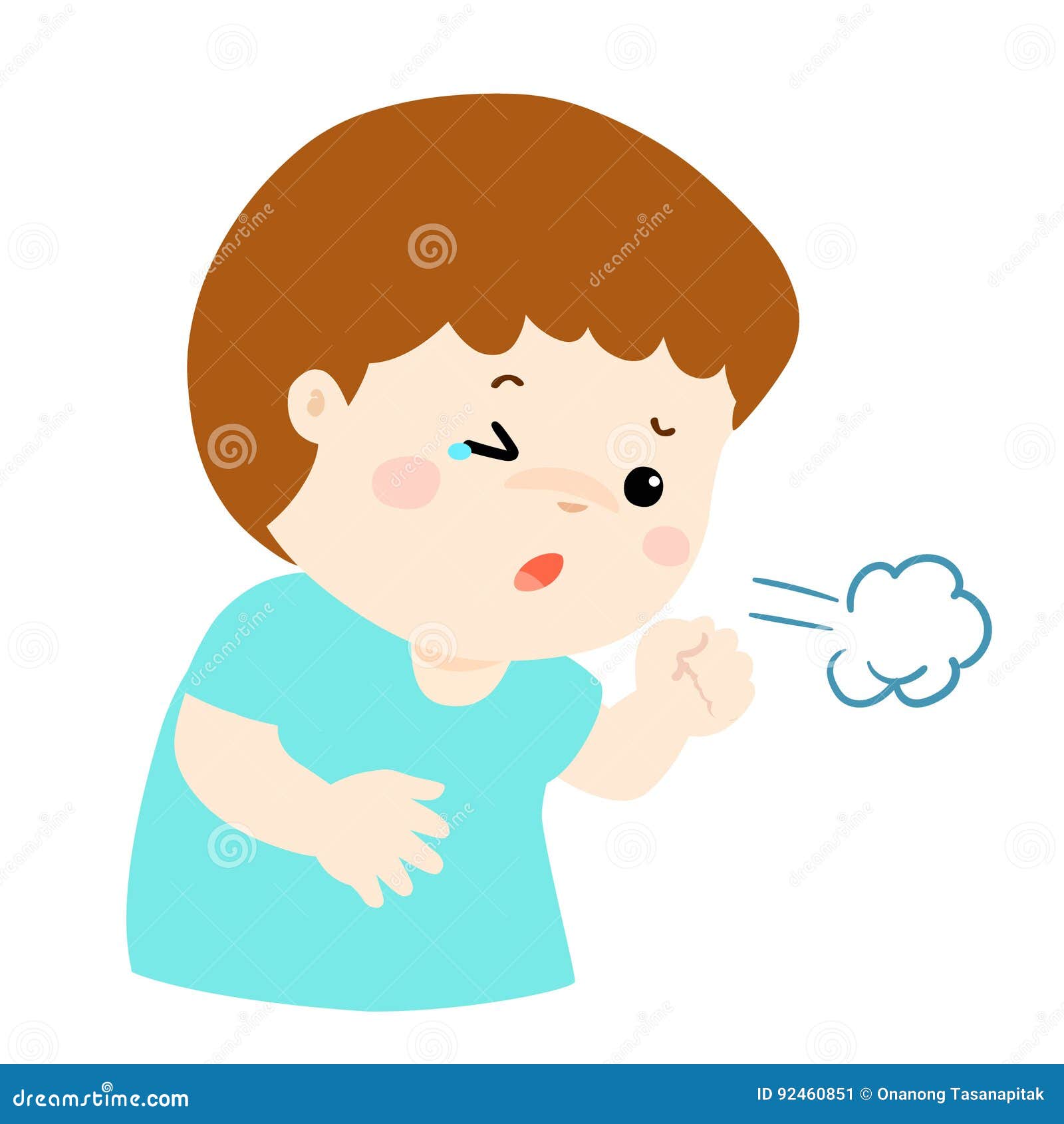 Little Boy Coughing Cartoon. Stock Vector - Illustration of weak ...