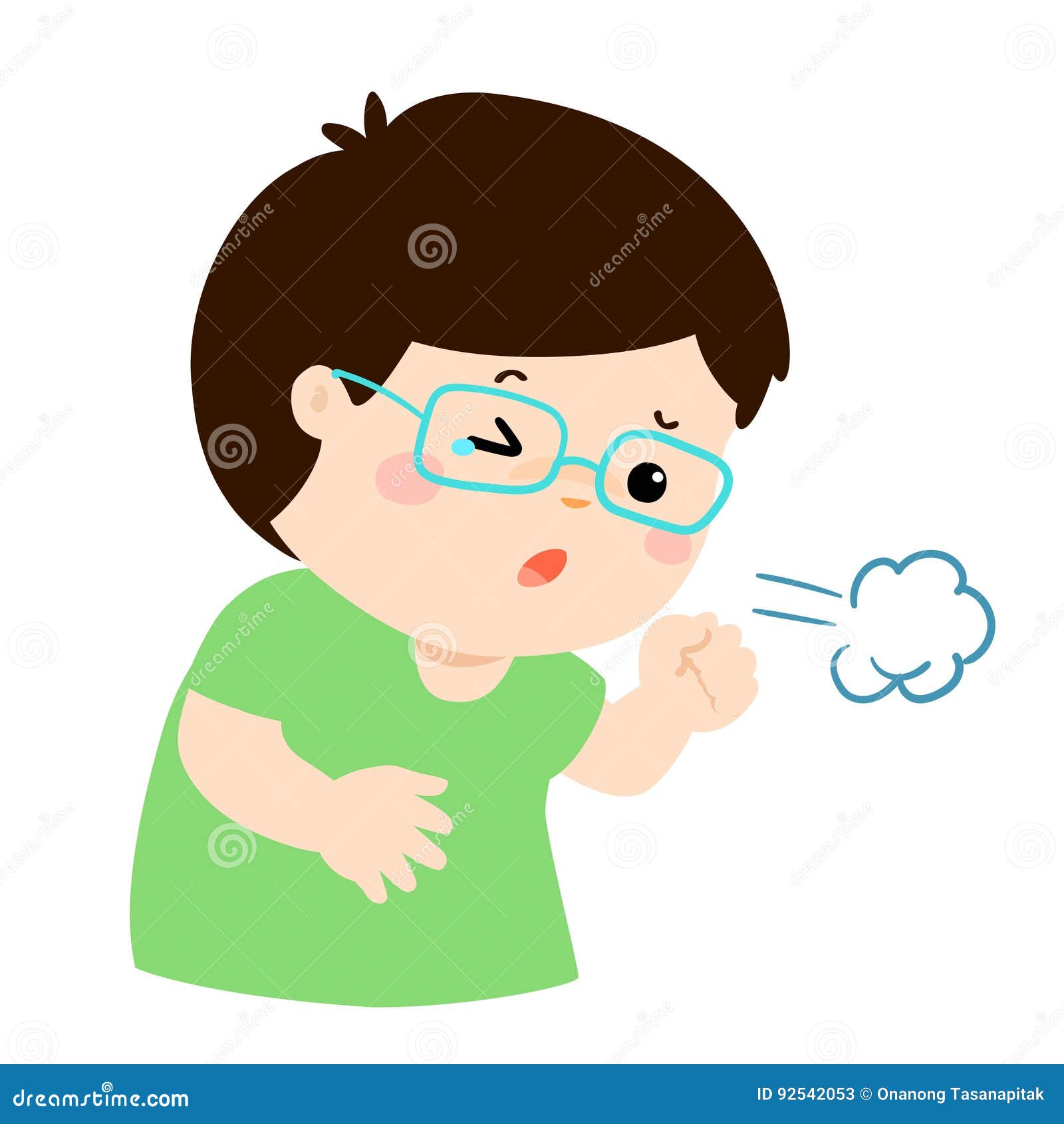 Little Kid Boy Coughing Covid-19. Boy Character Sneezing And Coughing ...