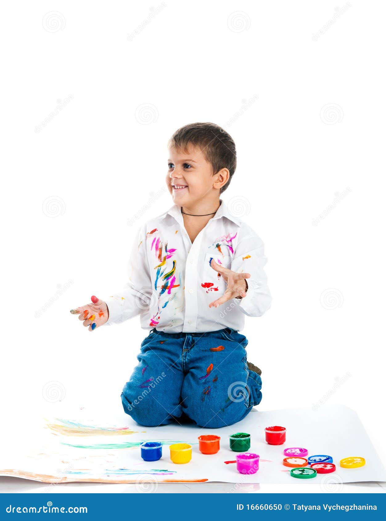 Little Boy Covered in Paint Stock Photo - Image of craft, hand: 16660650