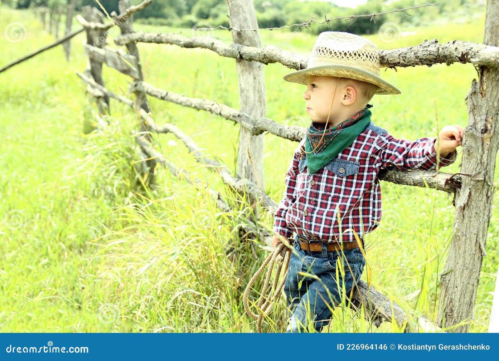 A Little Boy Cowboy on Nature Stock Photo - Image of people, happiness ...