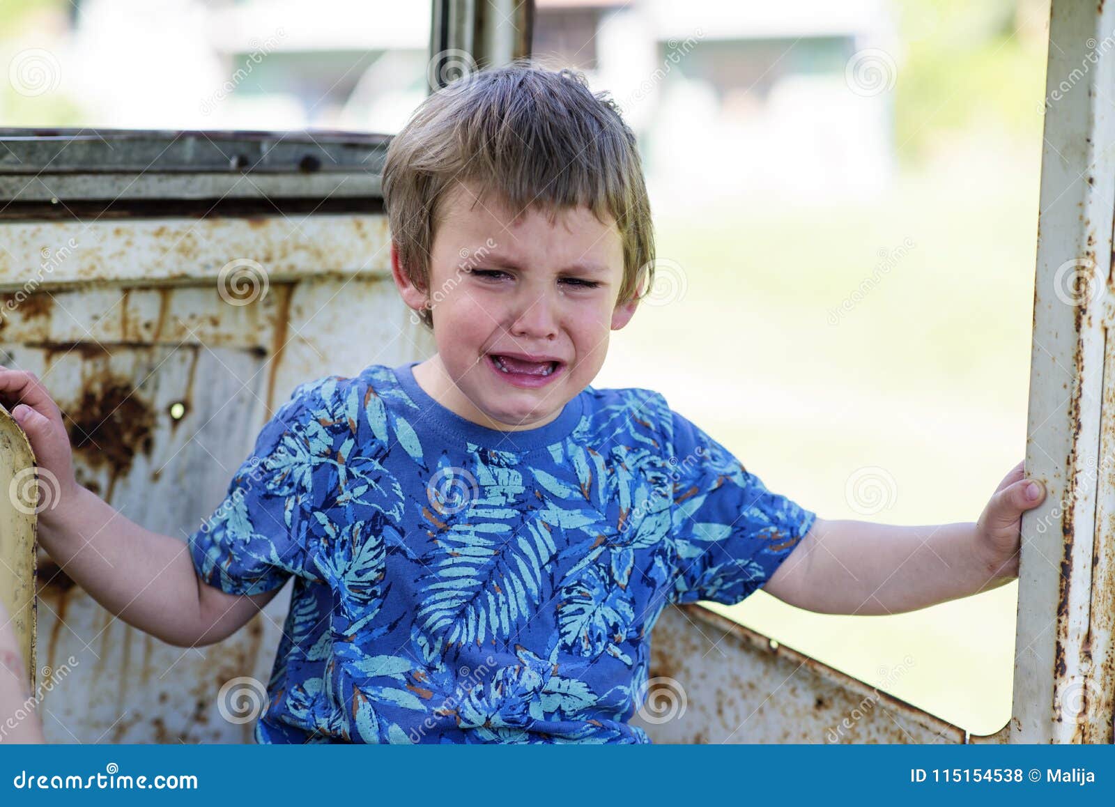 Little Boy Crying Alone Outside Stock Photo - Image of human, beautiful ...