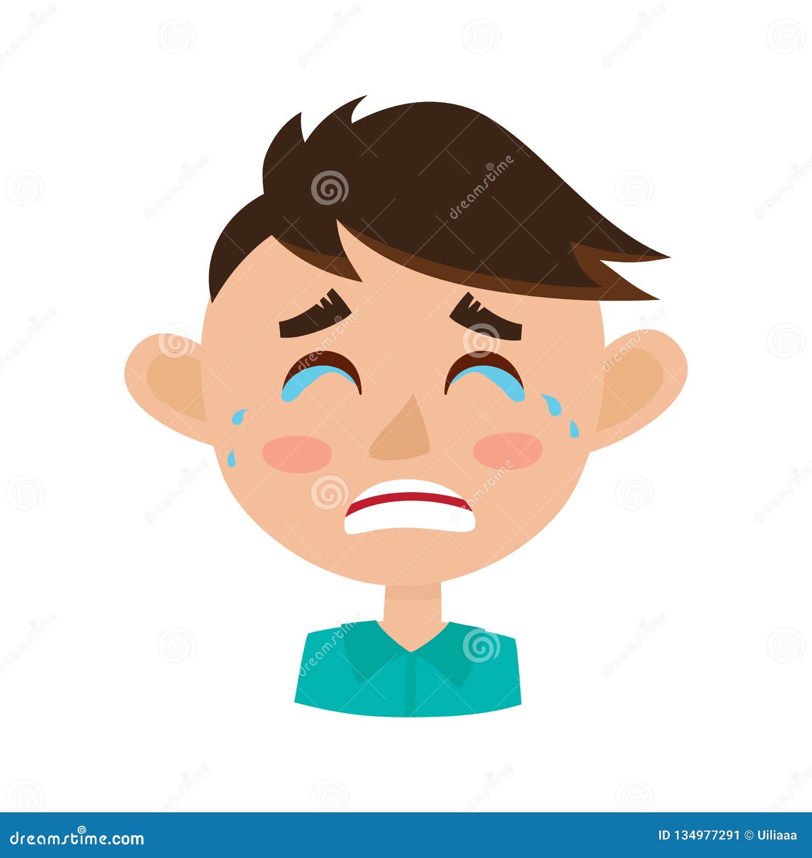 Little Boy Crying Face Expression, Cartoon Vector Illustration Stock ...