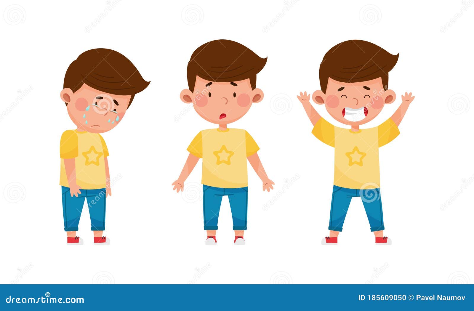 Little Boy Crying and Standing with Puzzled Expression on His Face ...