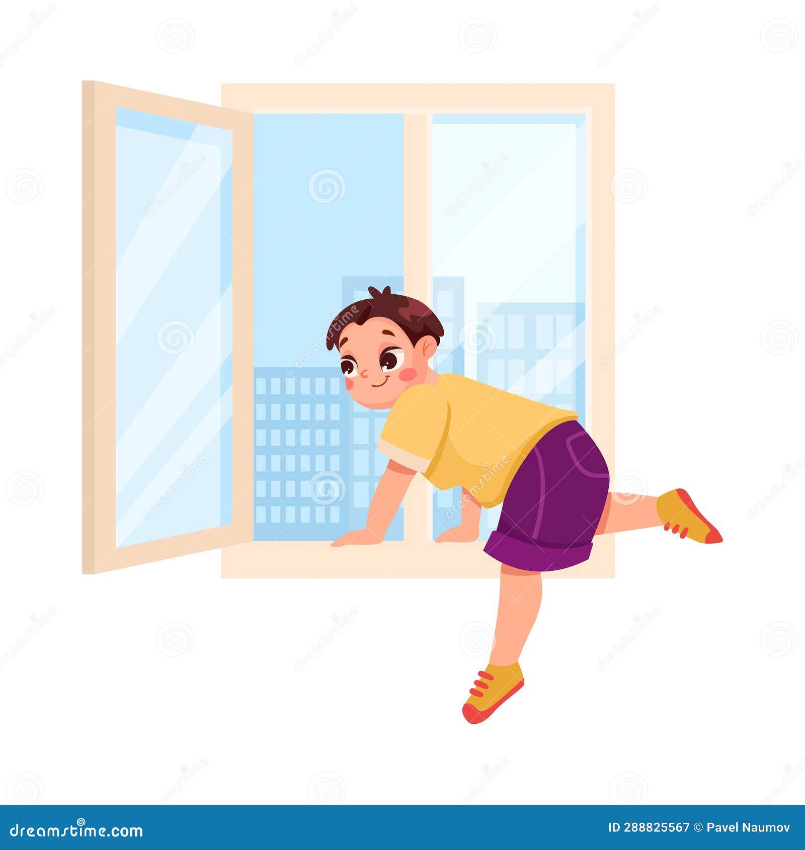 Little Boy in Dangerous Situation Climb Out of Open Window Vector ... Little Boy in Dangerous Situation Climb Out of Open Window Vector ...