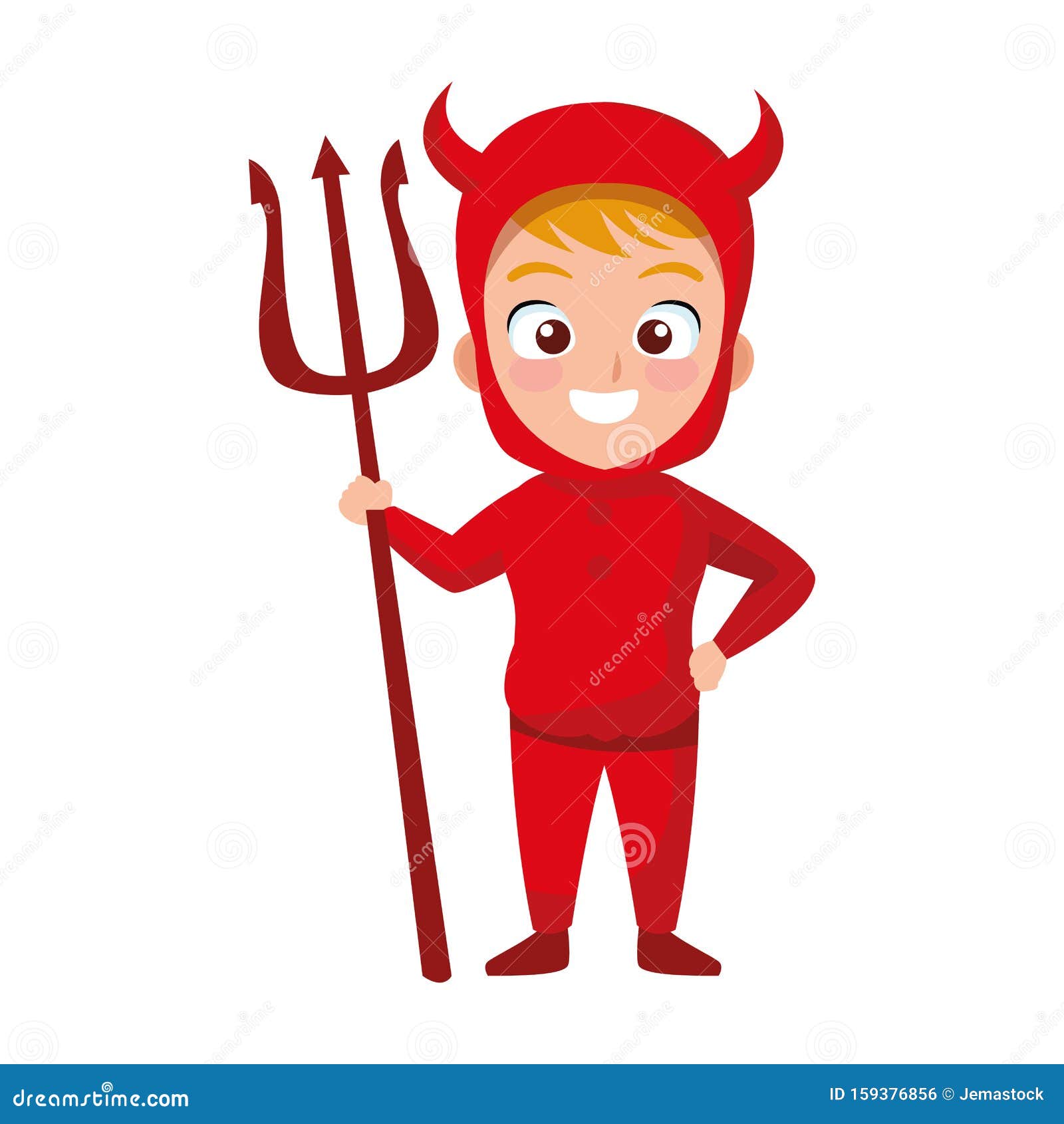 Little Boy with Devil Costume Character Stock Vector - Illustration of ...