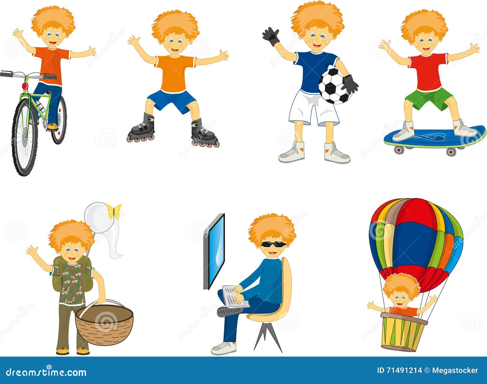 Little Boy In Different Situations Vector Illustration | CartoonDealer ...