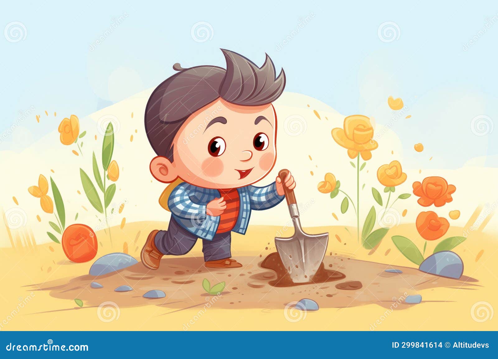 Little Boy Digging a Hole for Treasure Stock Photo - Image of digging ...