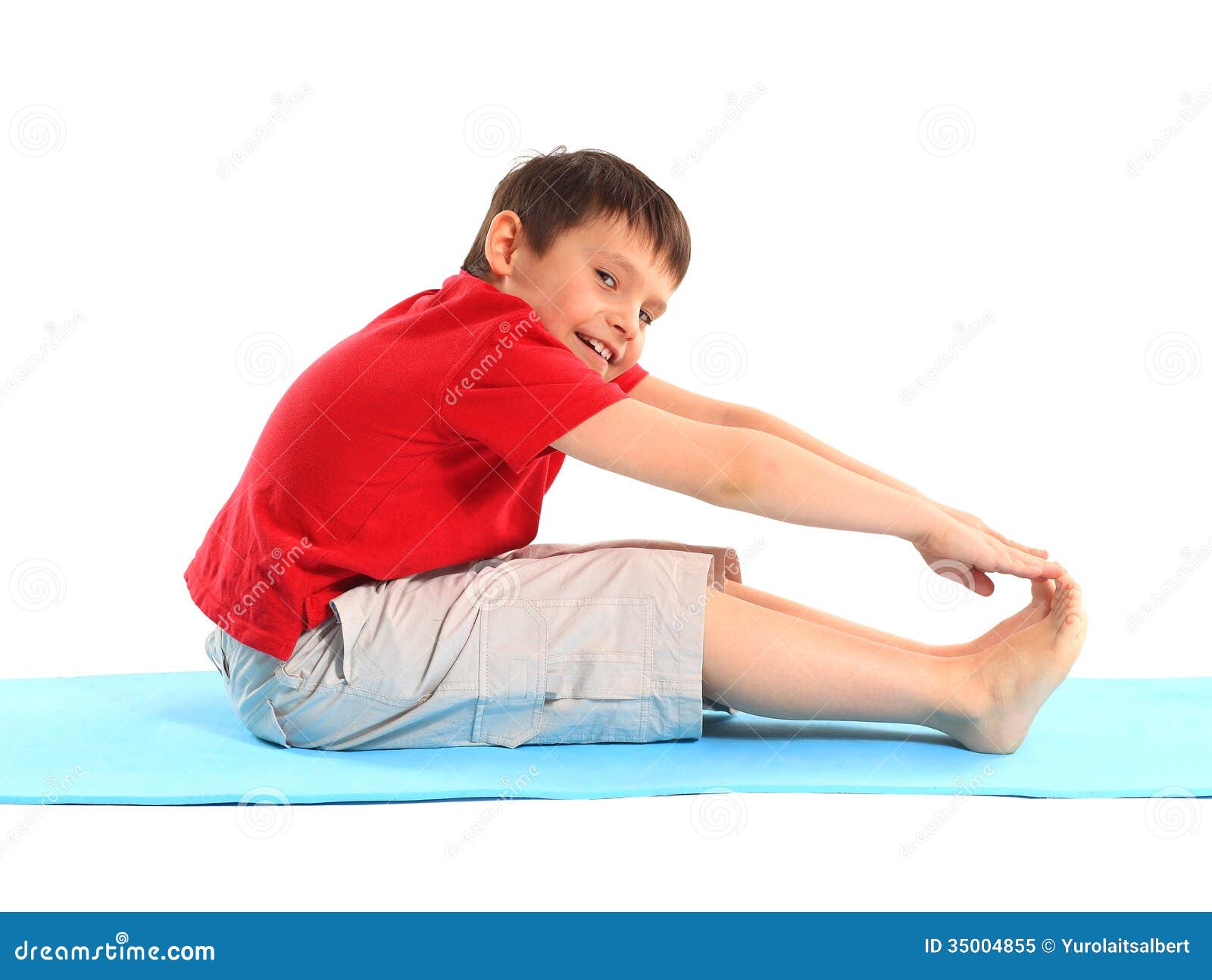 The Little Boy Does Exercise. Stock Image - Image of cute, life: 35004855