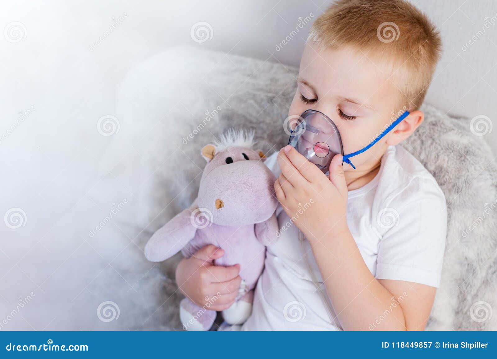 Little Boy Does Inhalation at Home Stock Image - Image of emergency ...