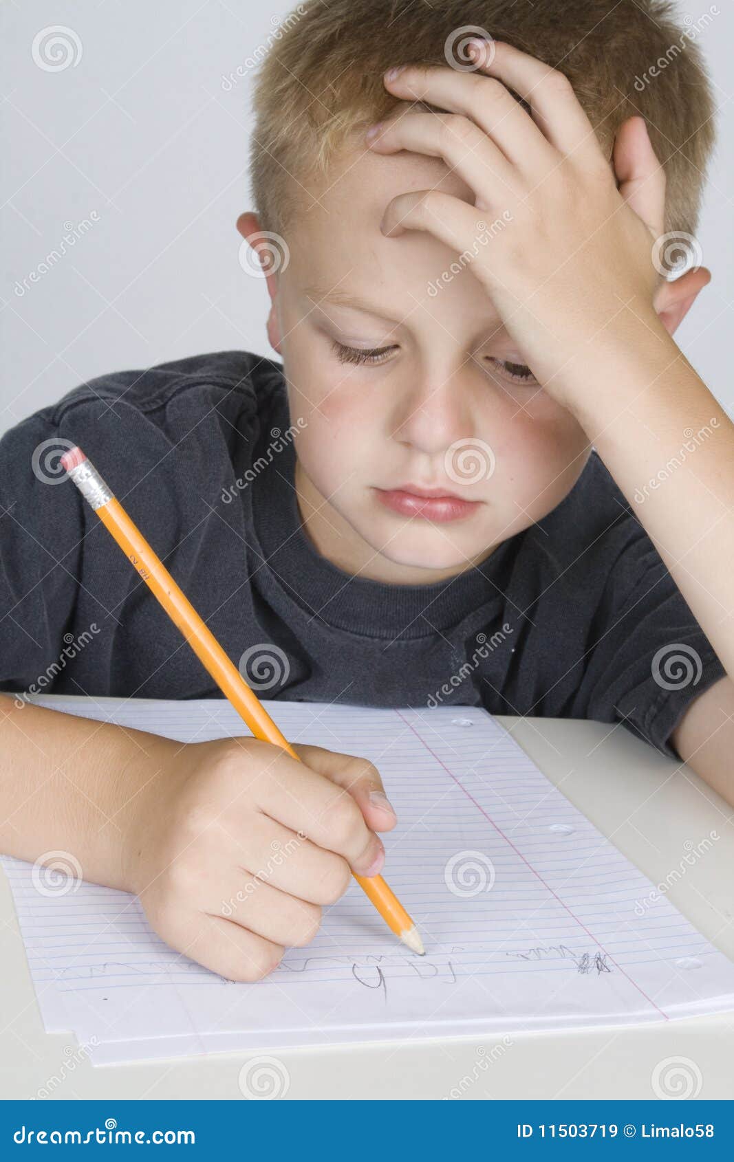 Little Boy Doing His Homework Stock Image - Image of studying, child ...