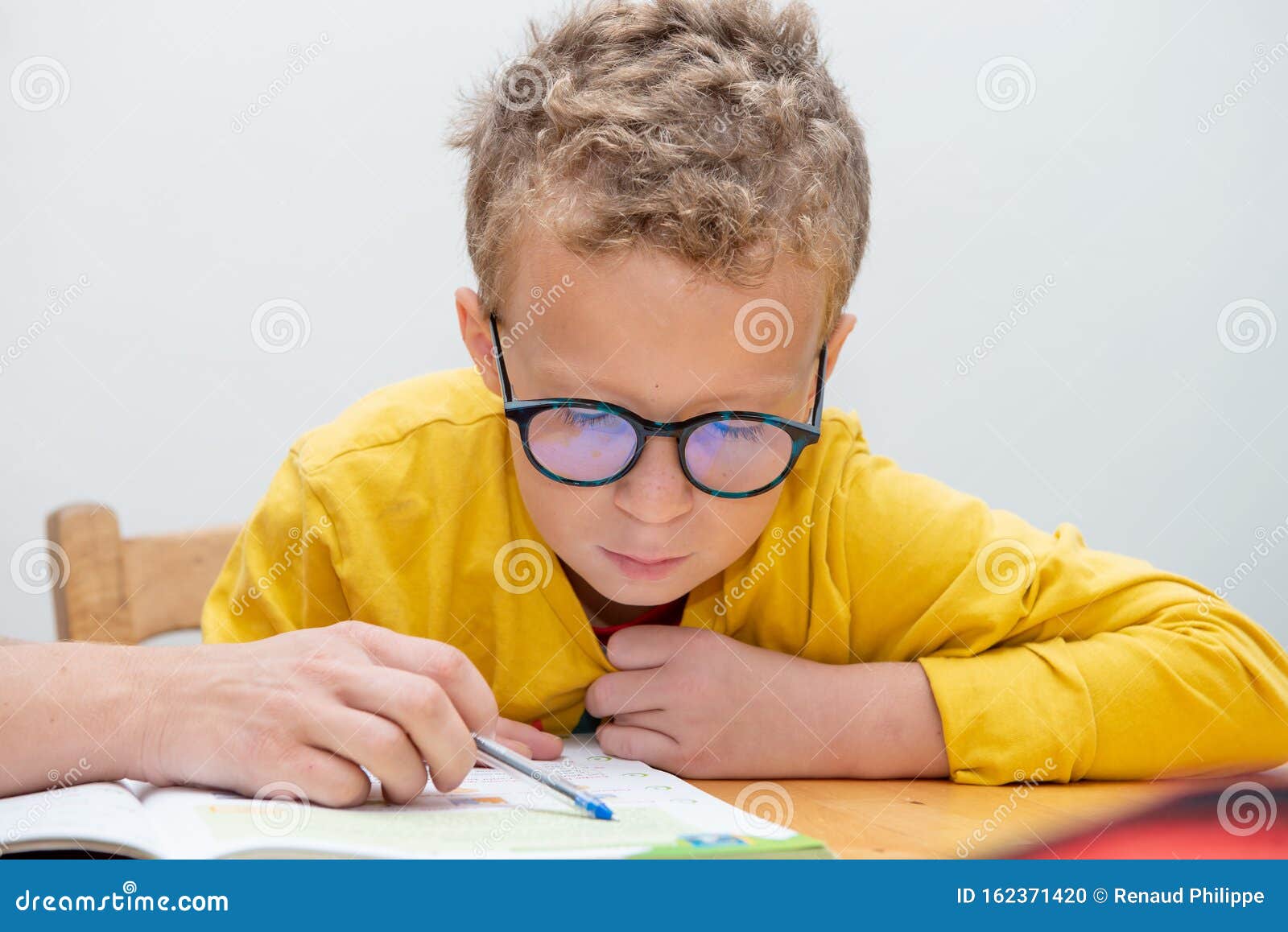 Little Boy Doing His Homework Stock Photo - Image of home, little ...