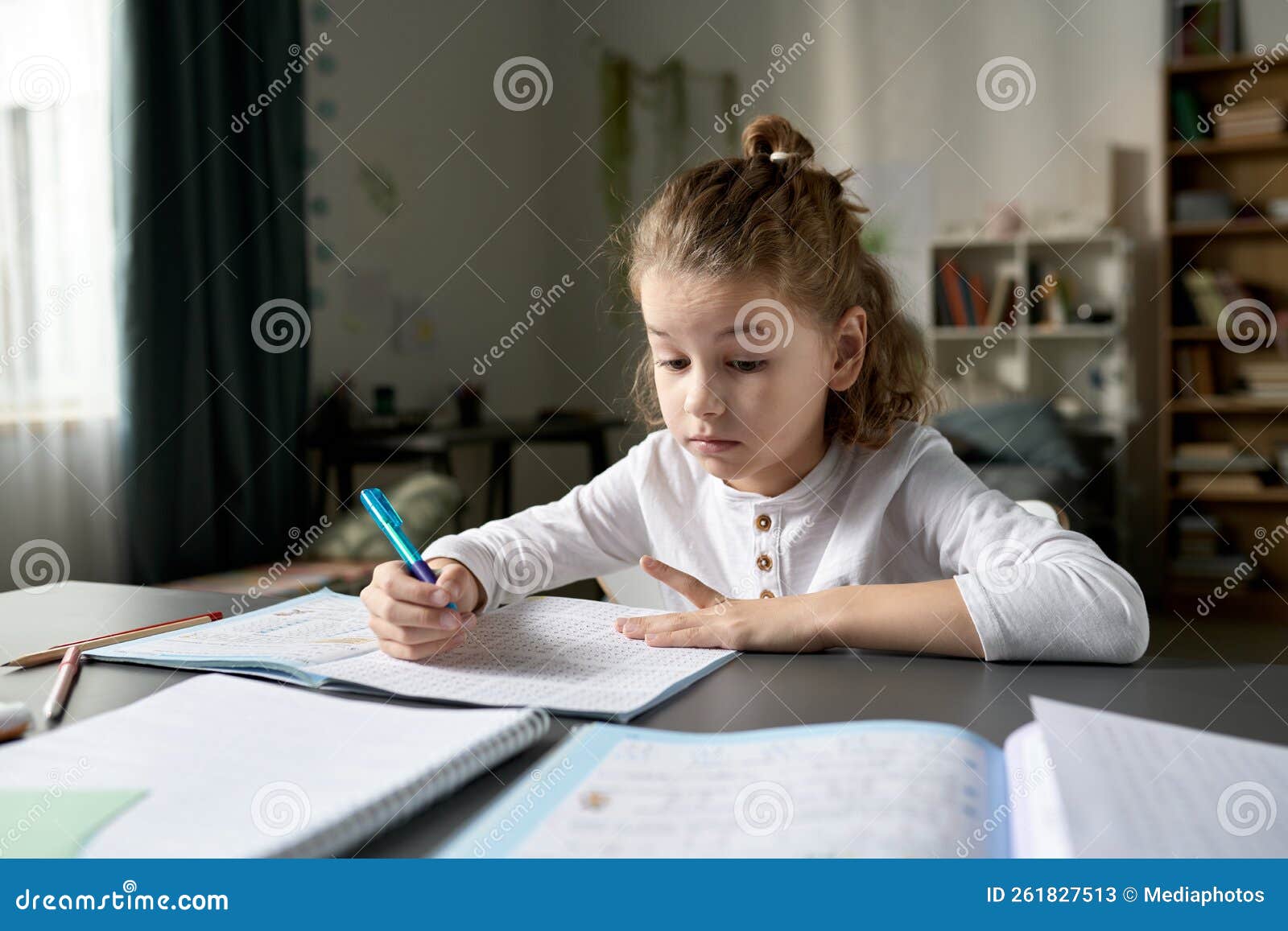 Little Boy Doing His Homework at Home Stock Image - Image of knowledge ...