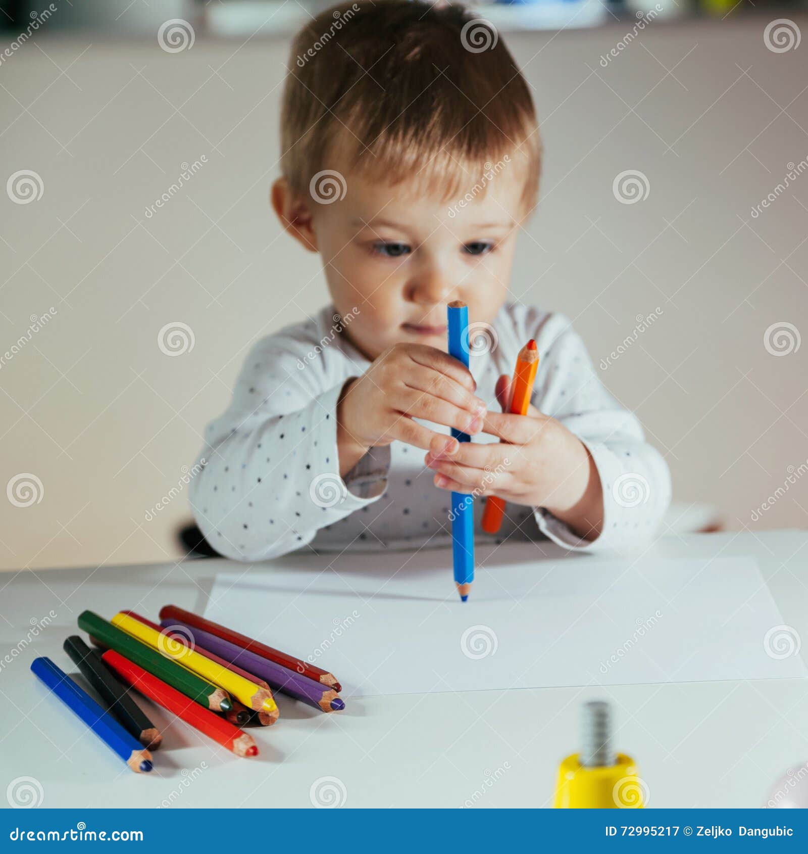 Little Boy Drawing stock image. Image of painting, years - 72995217
