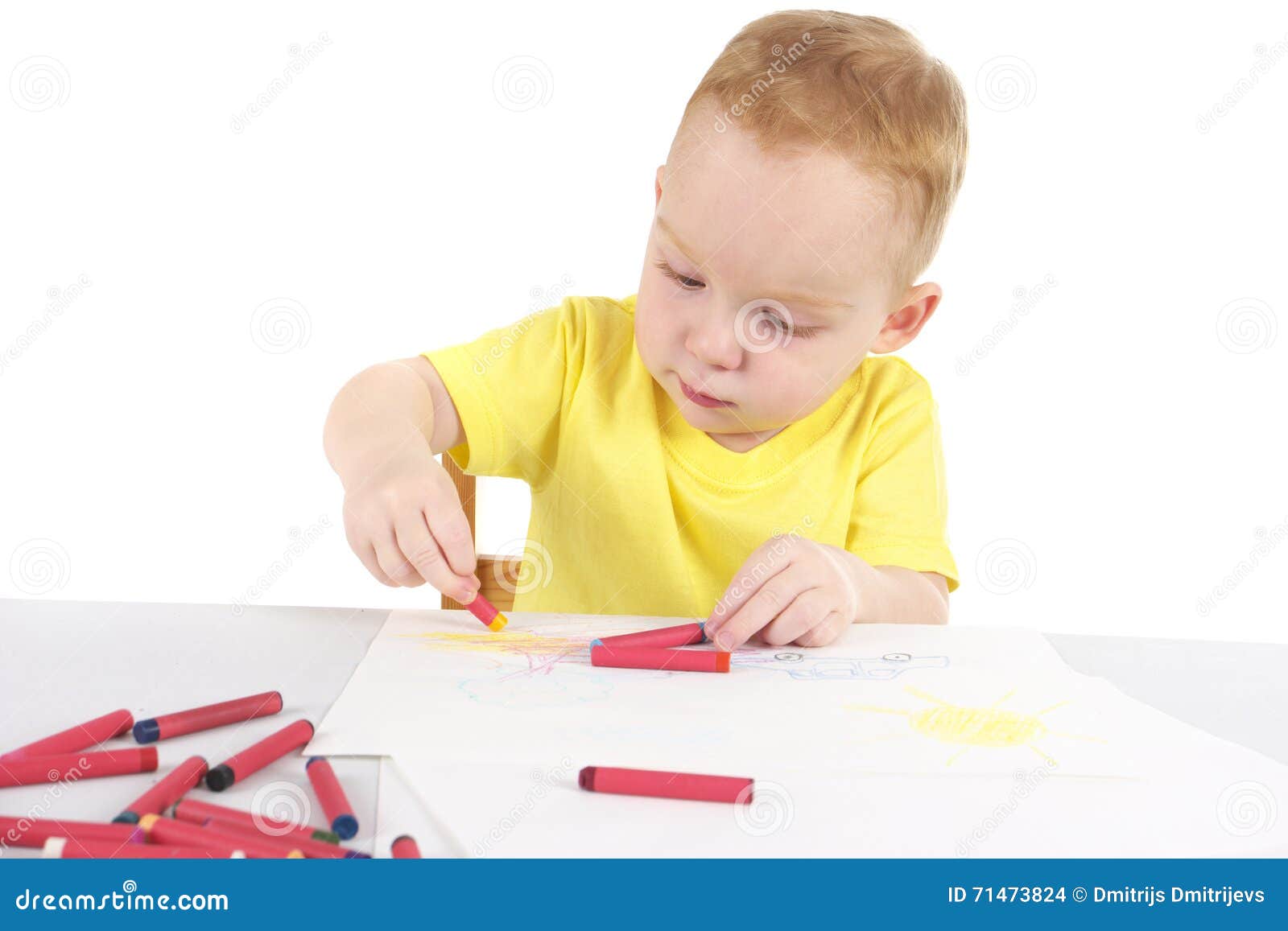 Little Boy is Drawing the Picture Stock Photo - Image of childhood ...
