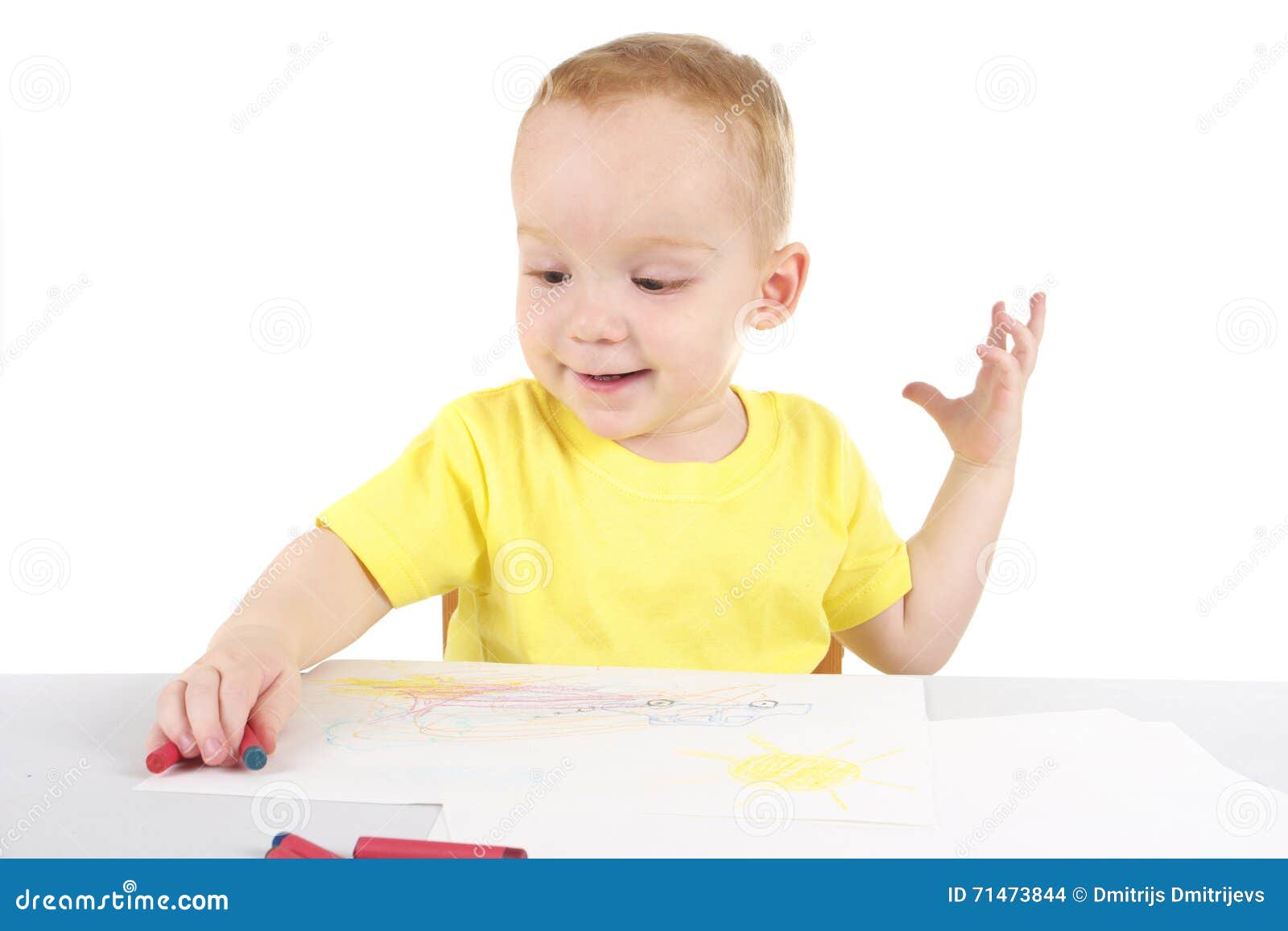 Little Boy is Drawing the Picture Stock Photo - Image of artist ...