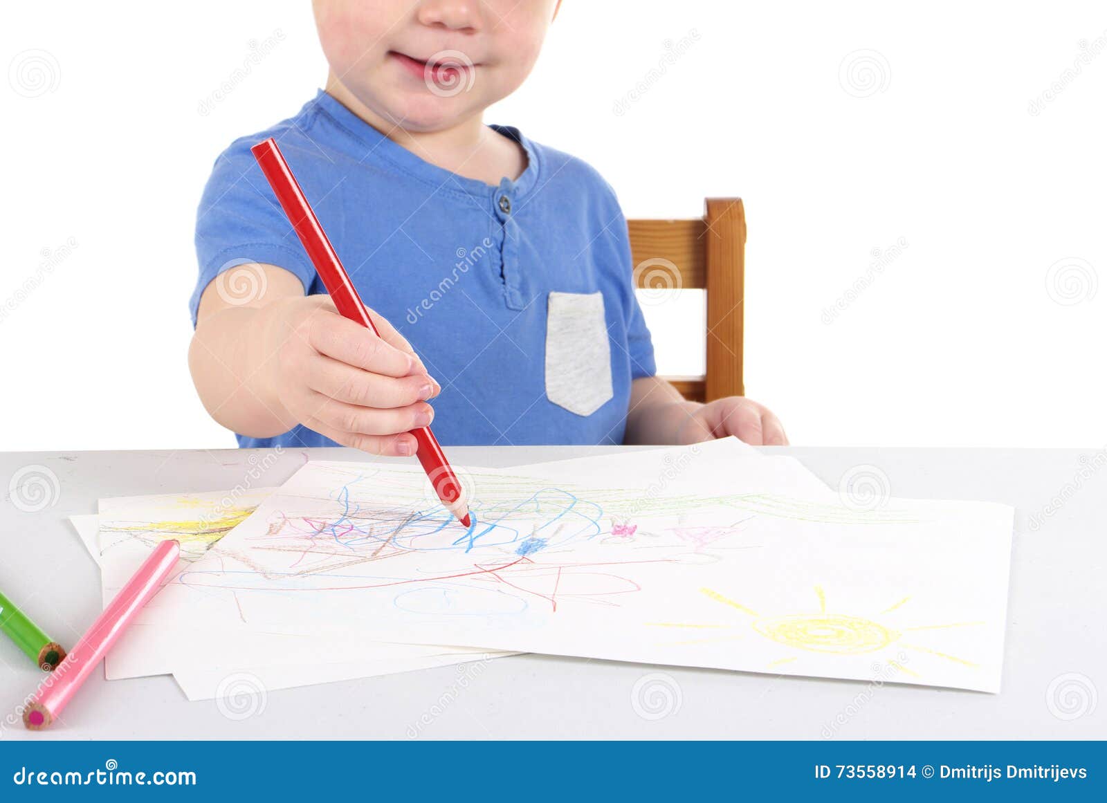Little Boy is Drawing the Picture Stock Photo - Image of lifestyle ...