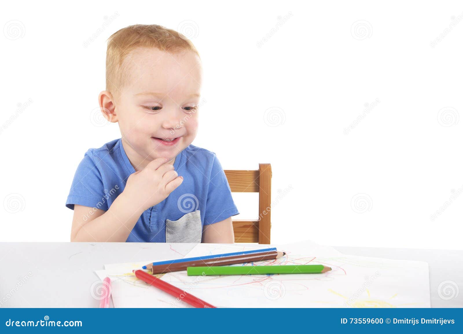 Little Boy is Drawing the Picture Stock Photo - Image of paper ...