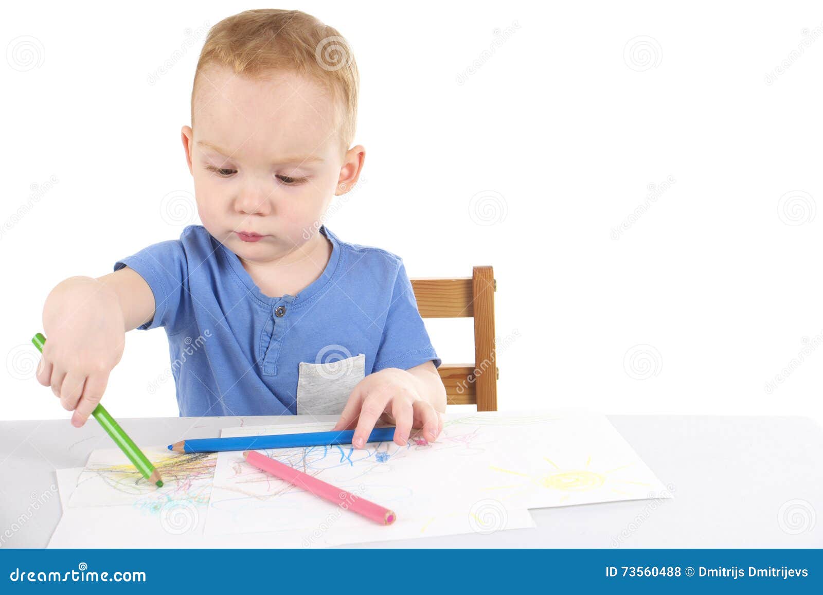 Little Boy is Drawing the Picture Stock Photo - Image of kindergarten ...
