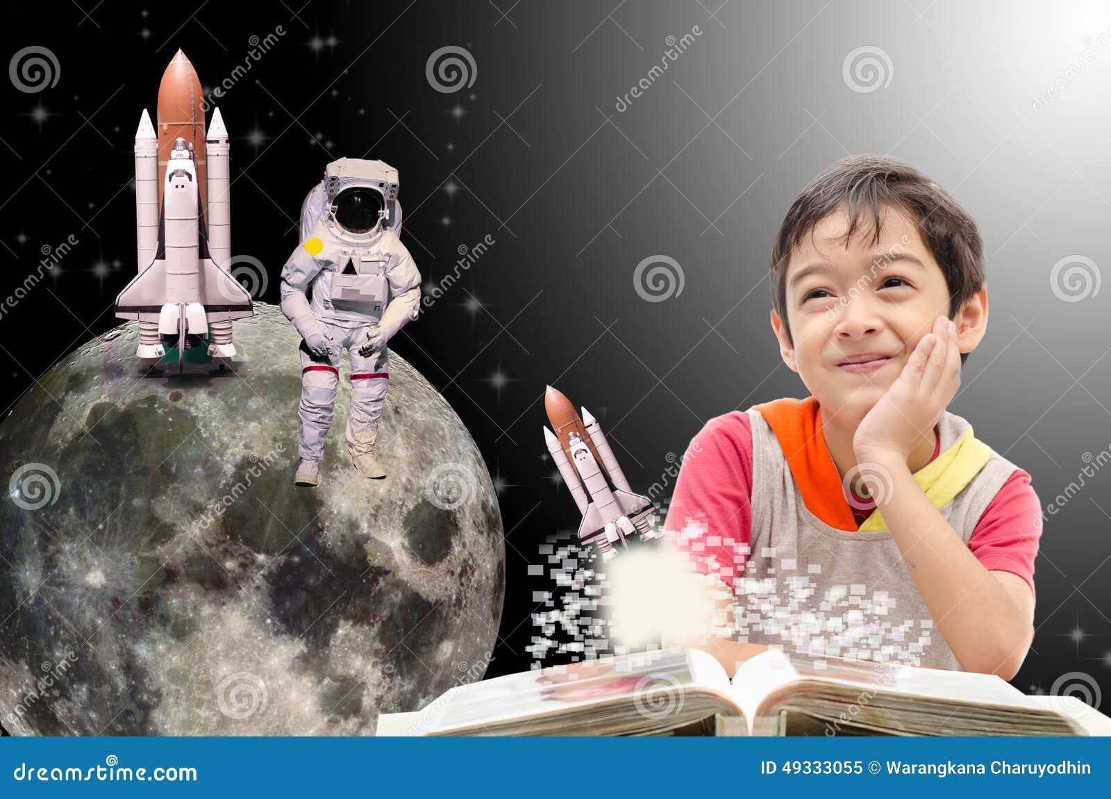 Little Boy Dreaming about His Future Out of Space Stock Image - Image ...