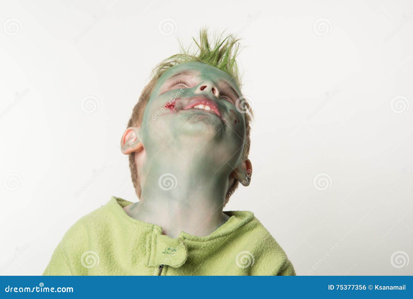 Little Boy Dressed As Zombie on Halloween Stock Photo - Image of green ...