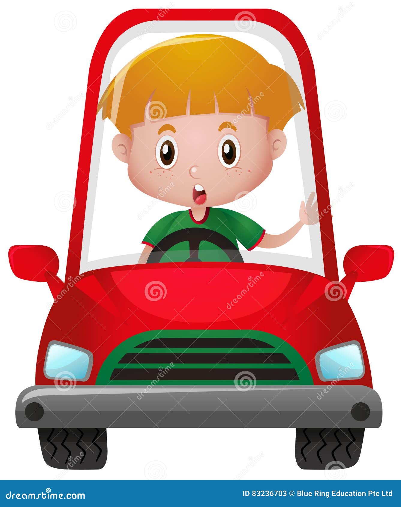 Little Boy Driving in Red Car Stock Illustration - Illustration of ...