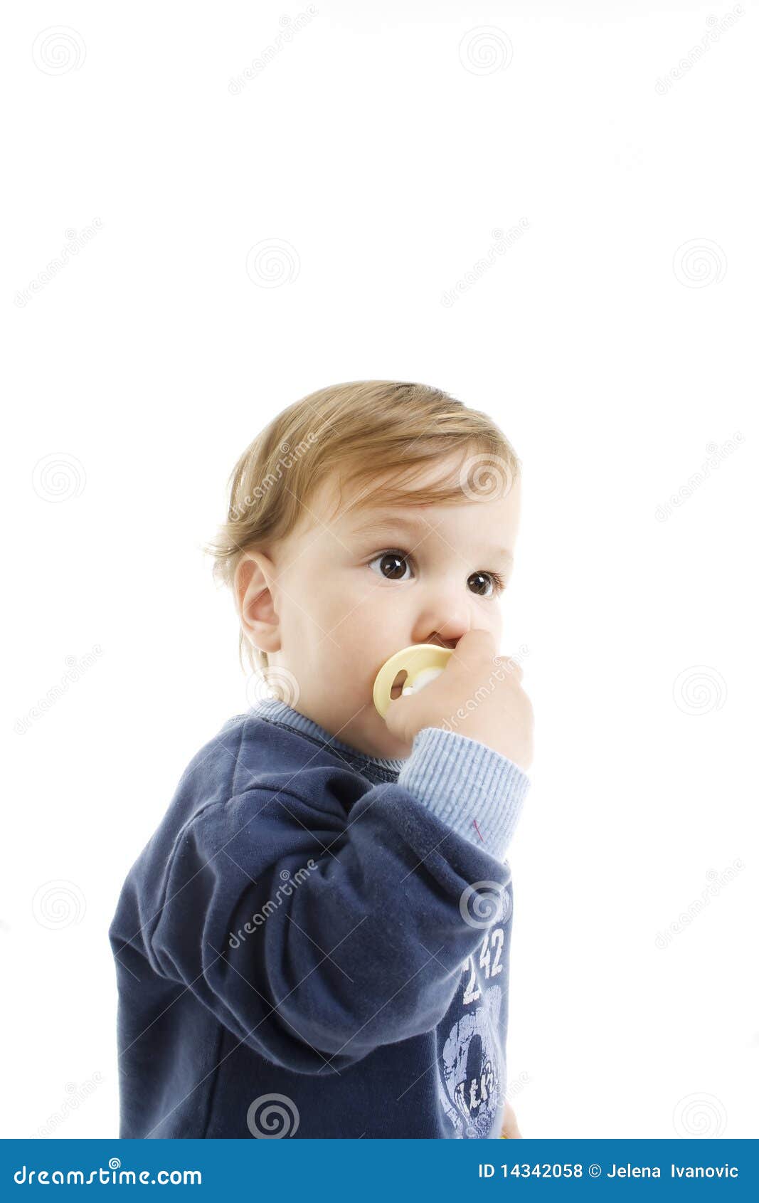 Little boy with dummy stock photo. Image of baby, face - 14342058