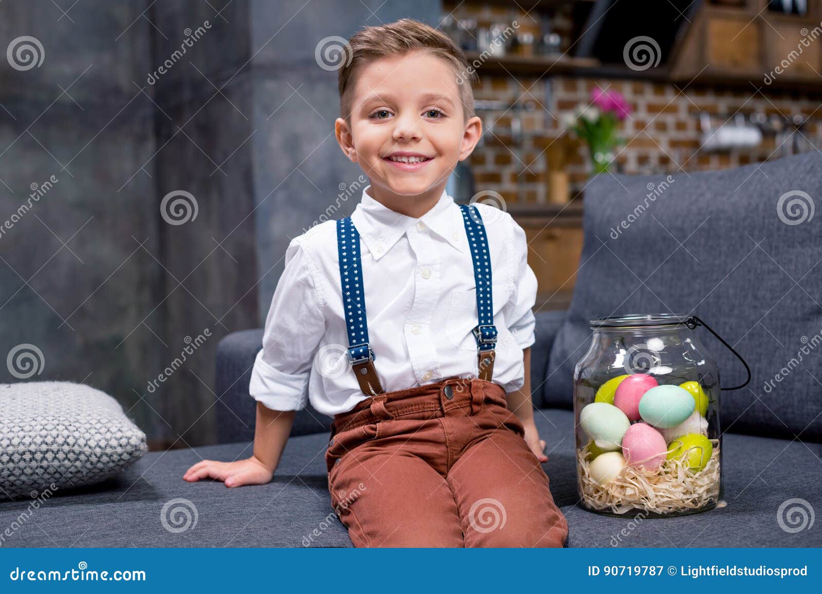 Little Boy with Easter Eggs Stock Image - Image of people, adorable ...