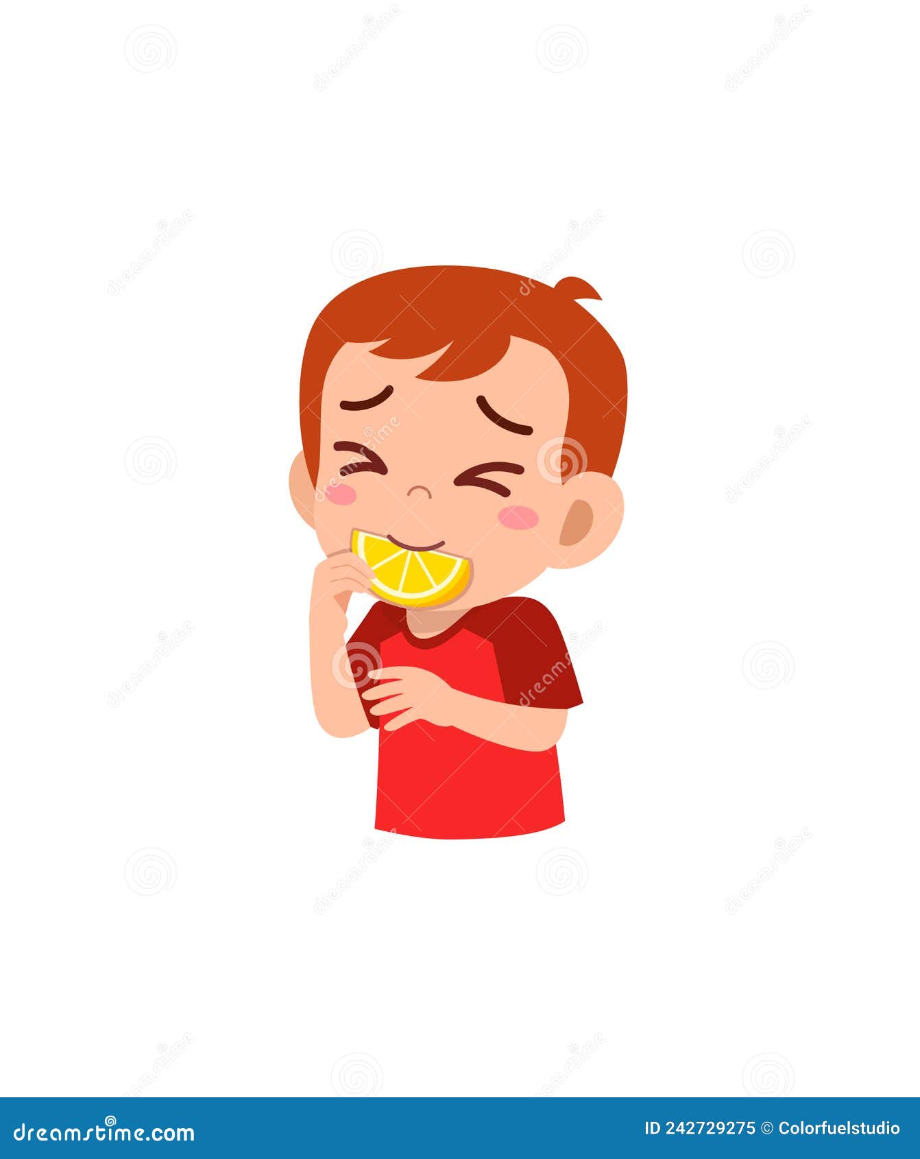Little Boy Eat Sour Lemon and Show Funny Expression Stock Vector ...