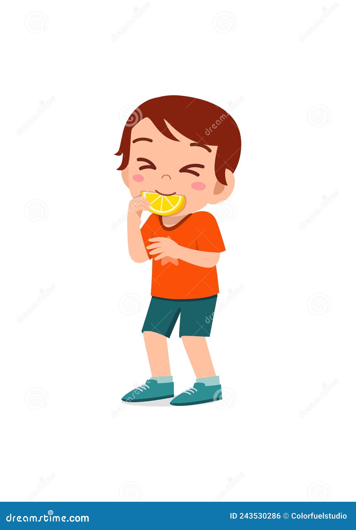 Little Boy Eat Sour Lemon and Show Funny Expression Stock Photo - Image ...