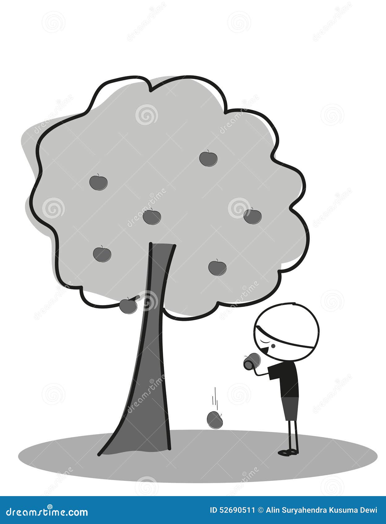 Little Boy Eating Apples Under the Apple Tree Stock Vector ...
