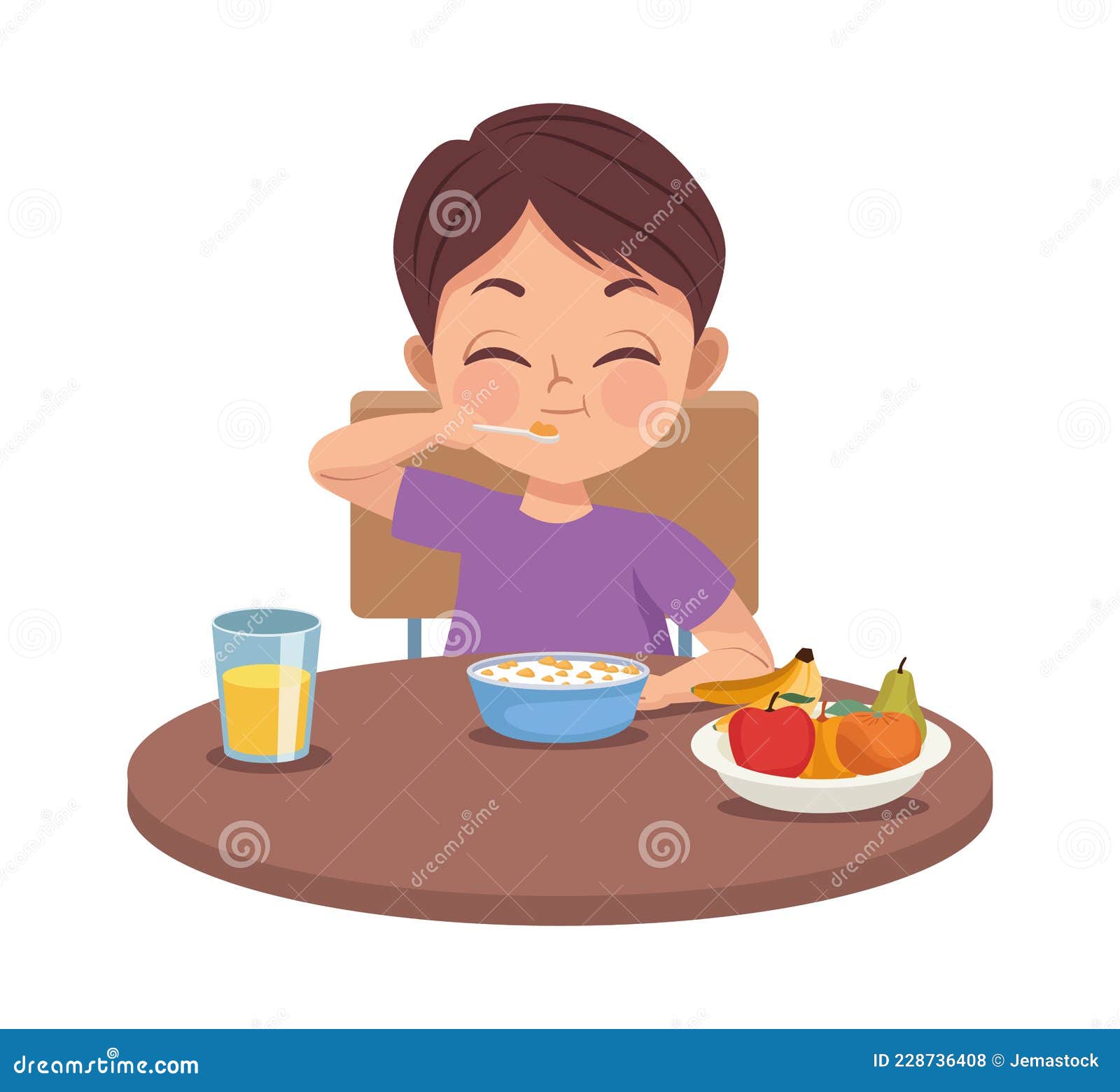 Boy Eating Breakfast Cartoon